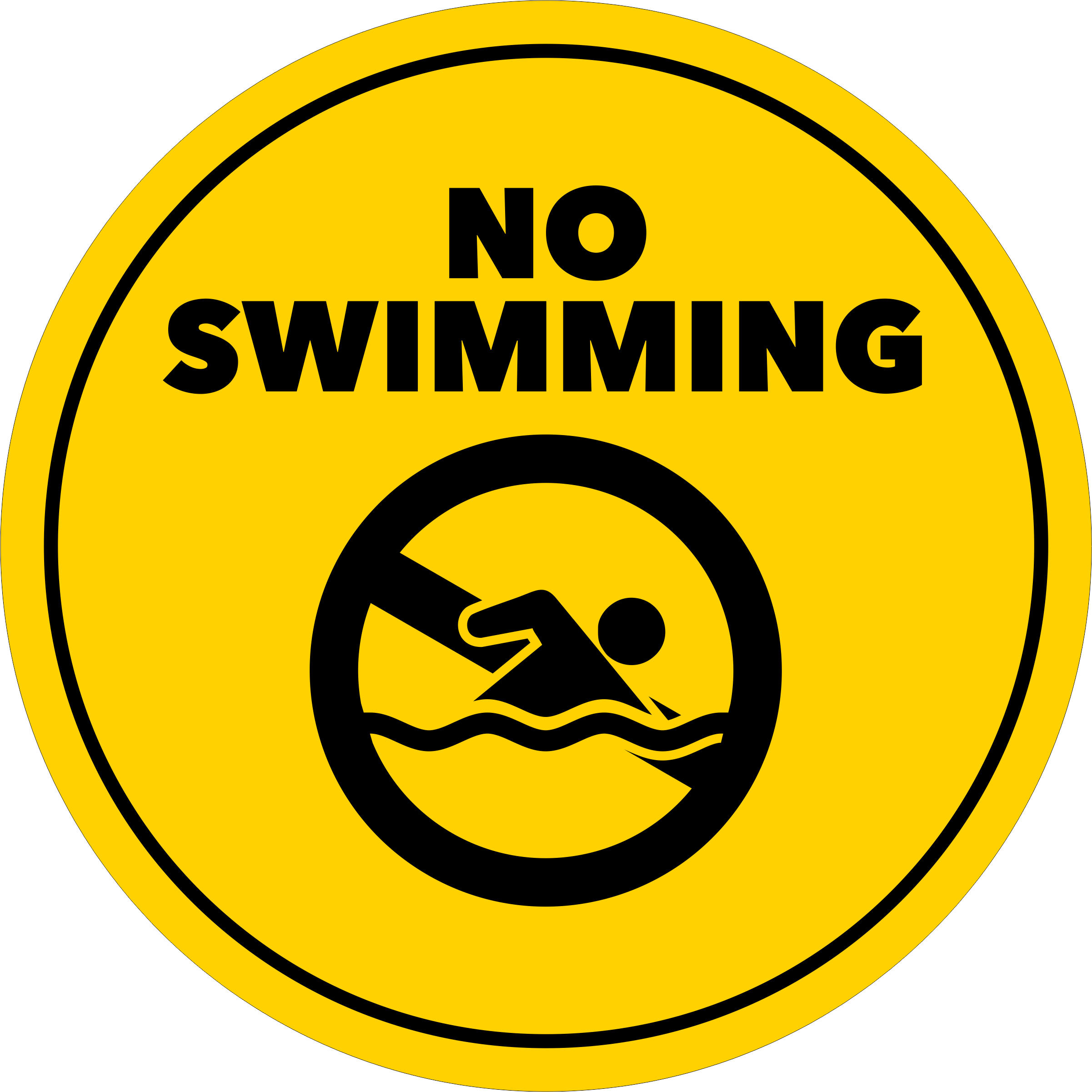 Circle Plus No Swimming Wall or Door Sign | Easy Installation | Public ...