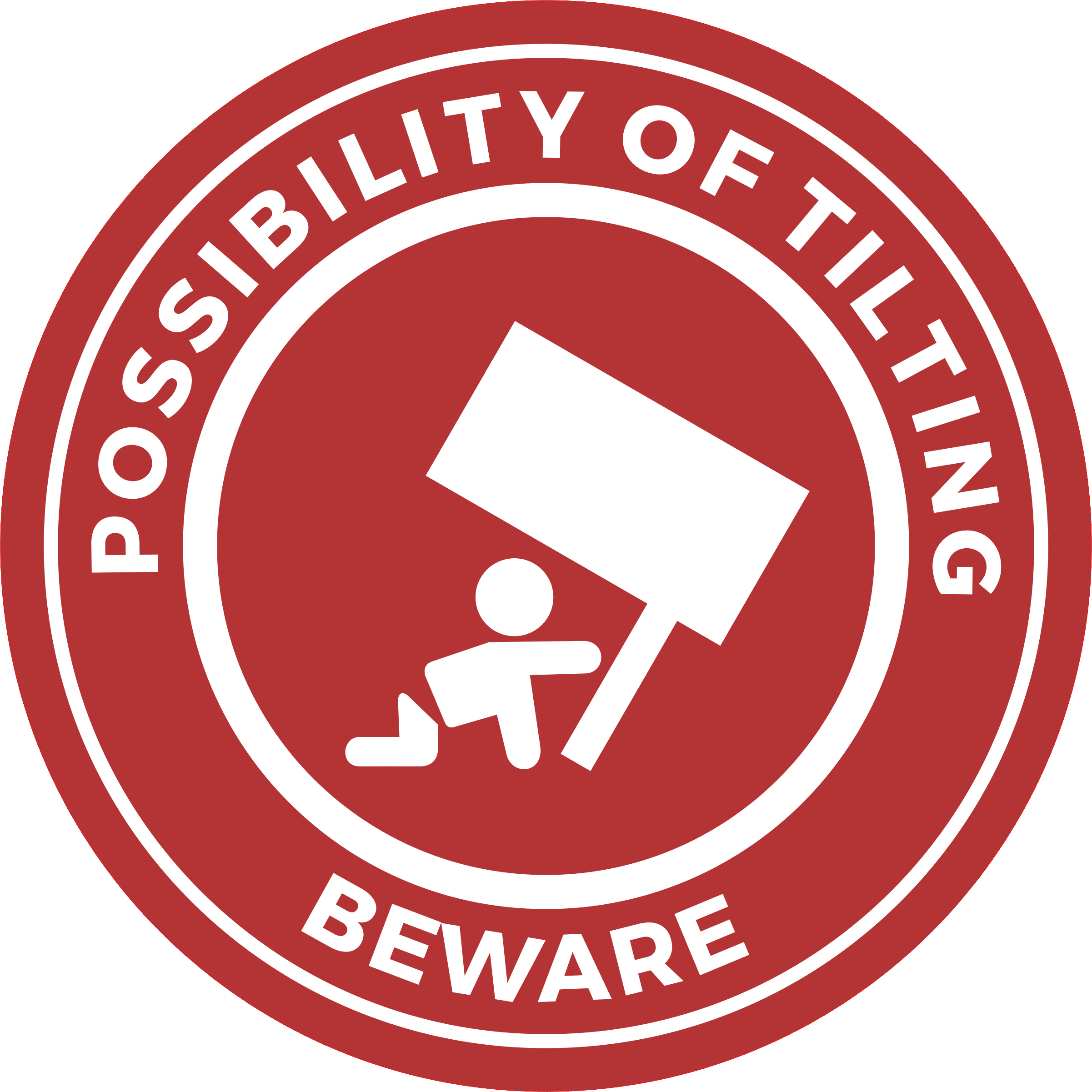 Circle Plus Possibility of Tilting Beware Wall or Door Sign | Safety ...