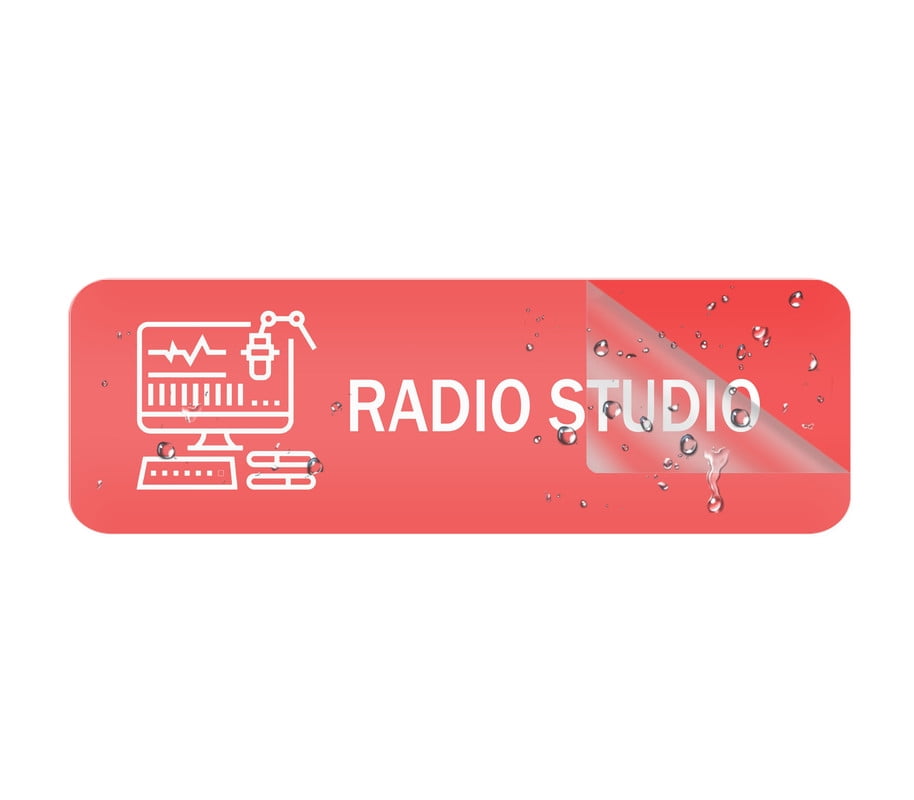 Circle Plus Radio Studio Wall Or Door Sign Easy Installation Business ...