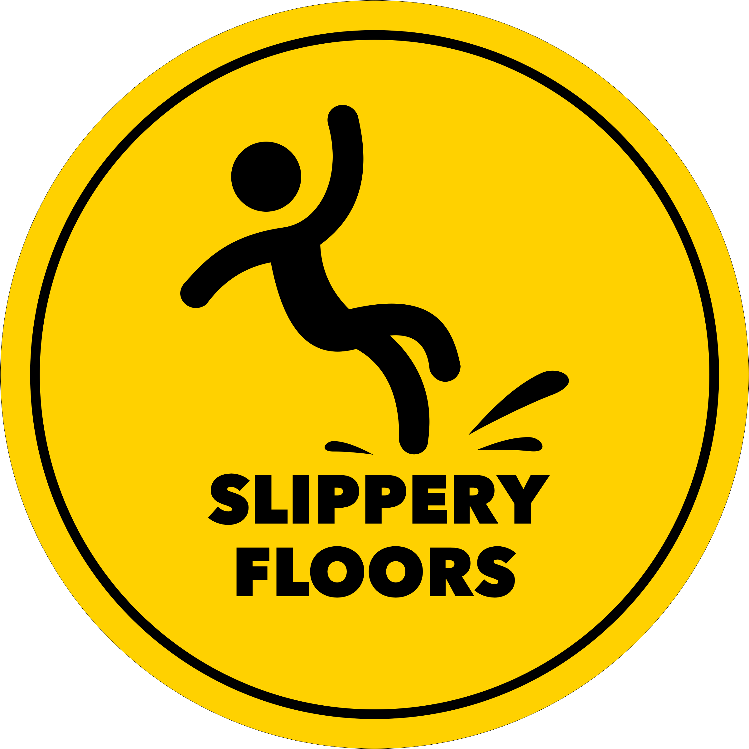 Circle Plus Slippery Floors Wall or Door Sign | Easy Installation ...