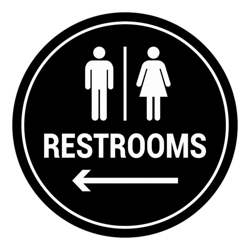 Circle Restrooms Left Arrow Sign Metal Signs 12 Inch Rust Free Aluminum ...