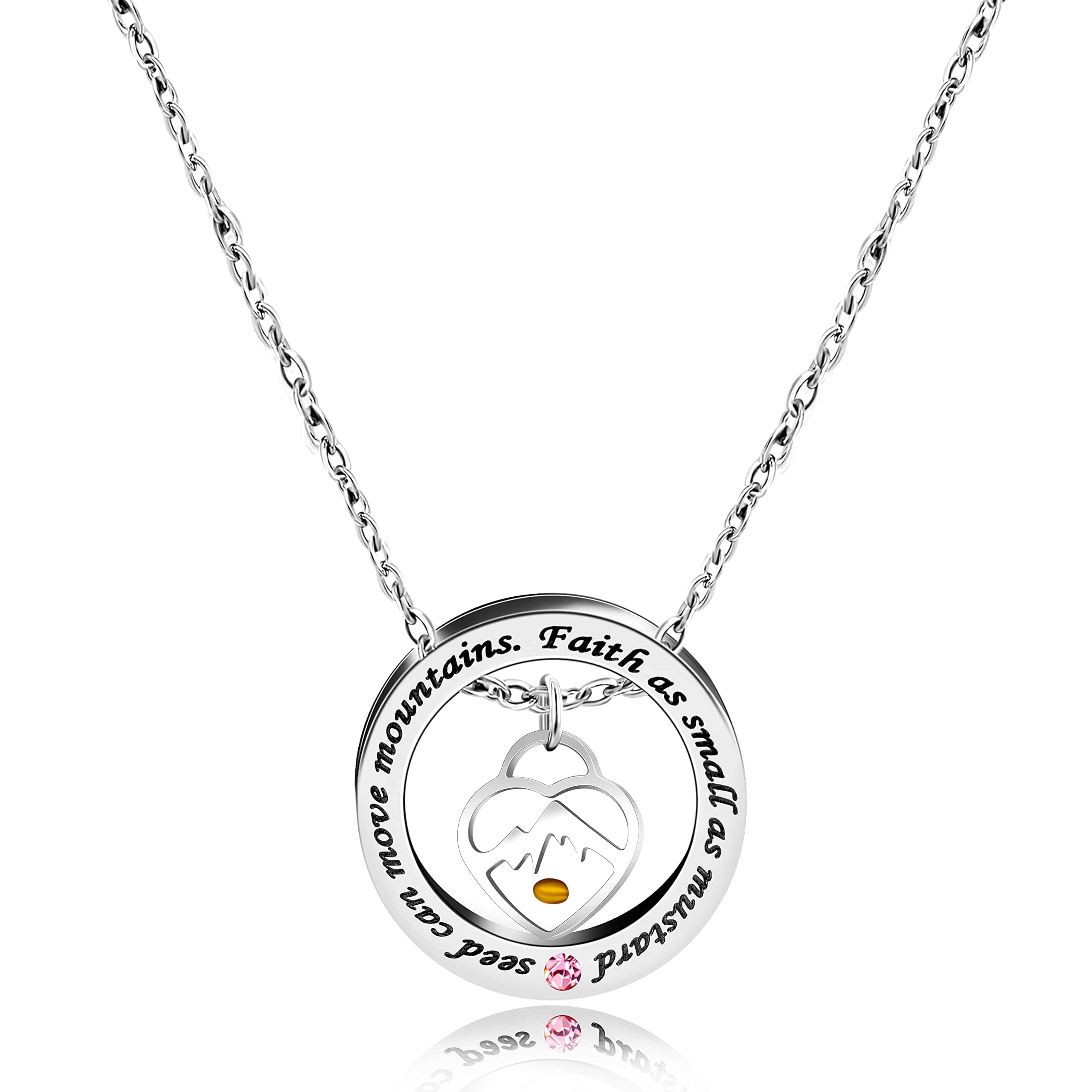 Circle Round Lettering Necklace Faith as Small as Mustard Seed Can Move ...