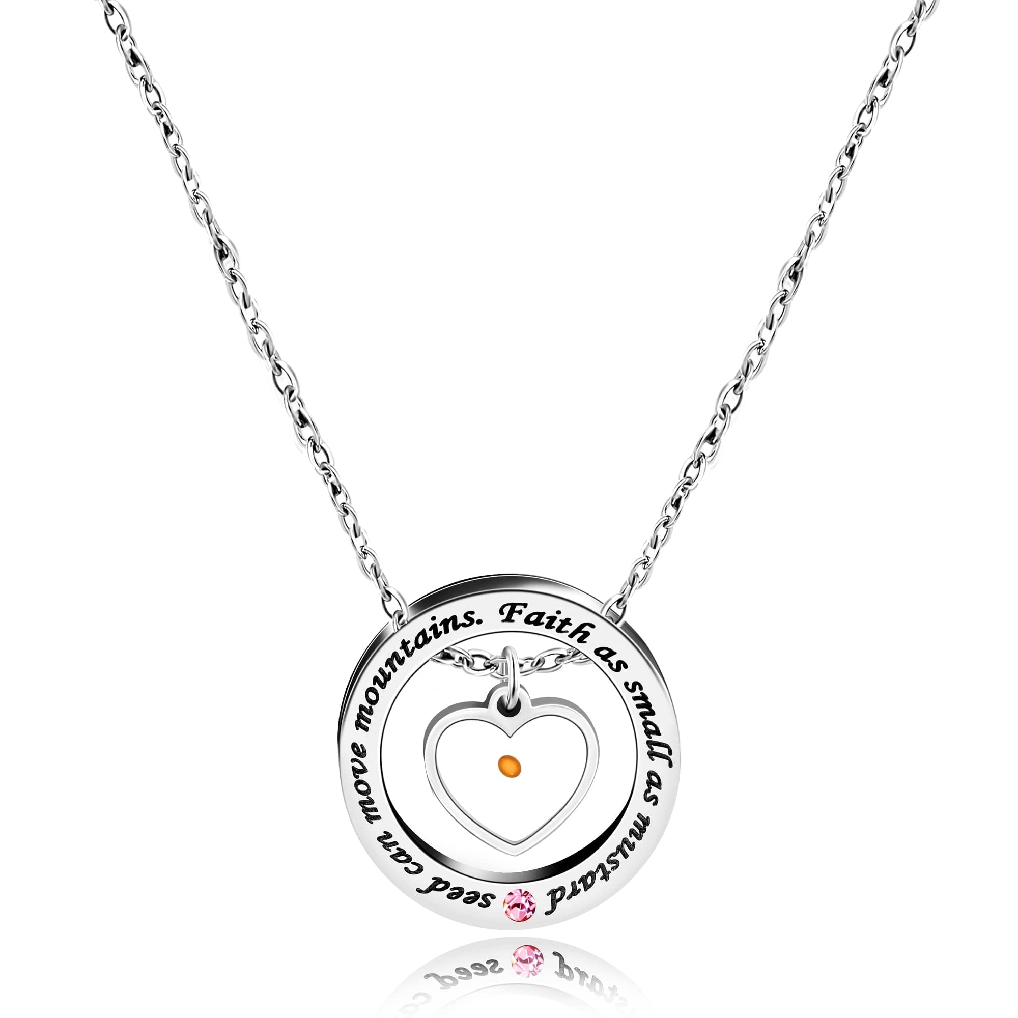 Circle Round Lettering Necklace Faith as Small as Mustard Seed Can Move ...