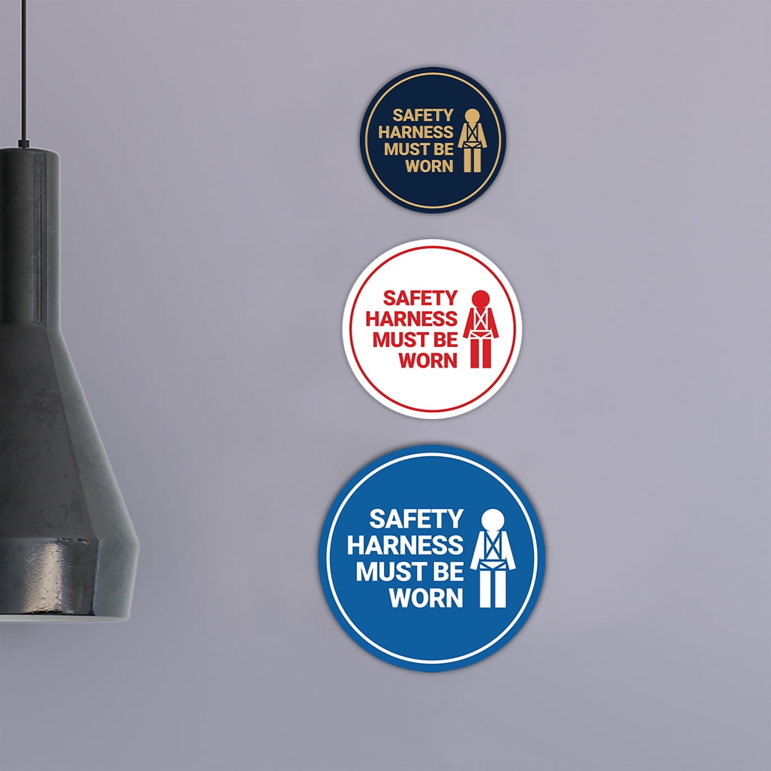 Circle Safety Harness Must Be Worn Sign (Brushed Silver) - Small ...