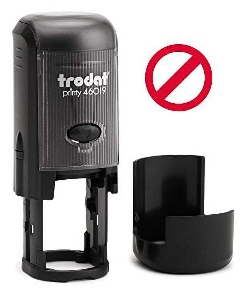 Circle Slash Round Self-Inking Stock Rubber Stamp (3/4" Diameter) - Red ...