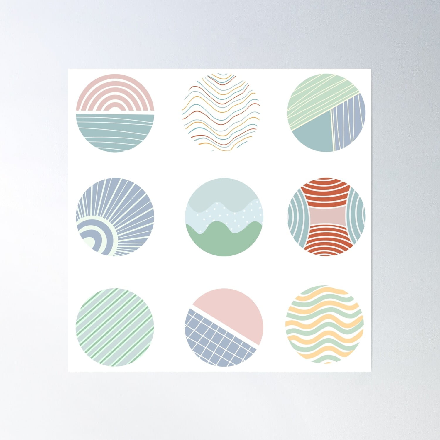 Circle Sticker Pack Poster Wall Art, Modern Wall Decor, 24x24 UNFRAMED ...