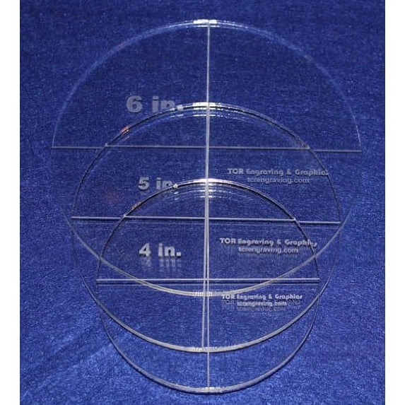 Circle Template 3 Piece Set. 4",5", 6" - Clear 1/4" Thick - Walmart.com