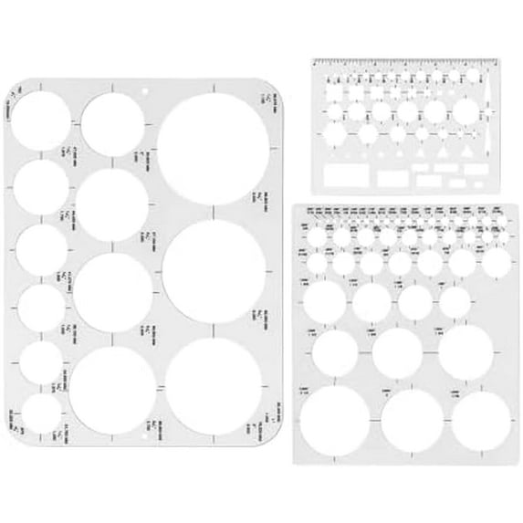 Circle Templates for Drawing - 3 Pack Drafting Stencils Measuring Tools ...