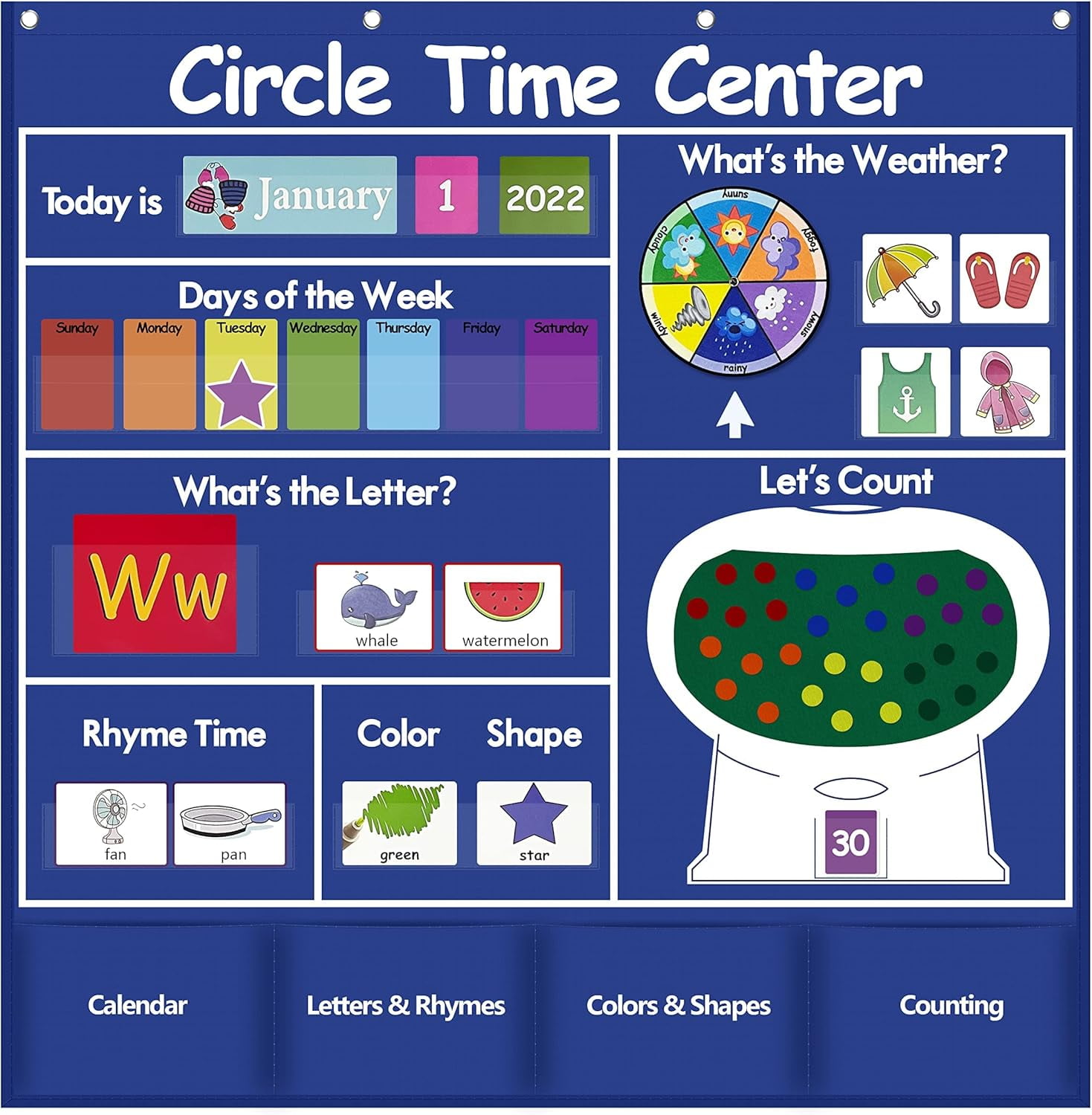 Circle Time Learning Center Pocket Chart, Heavy-Duty Children's ...