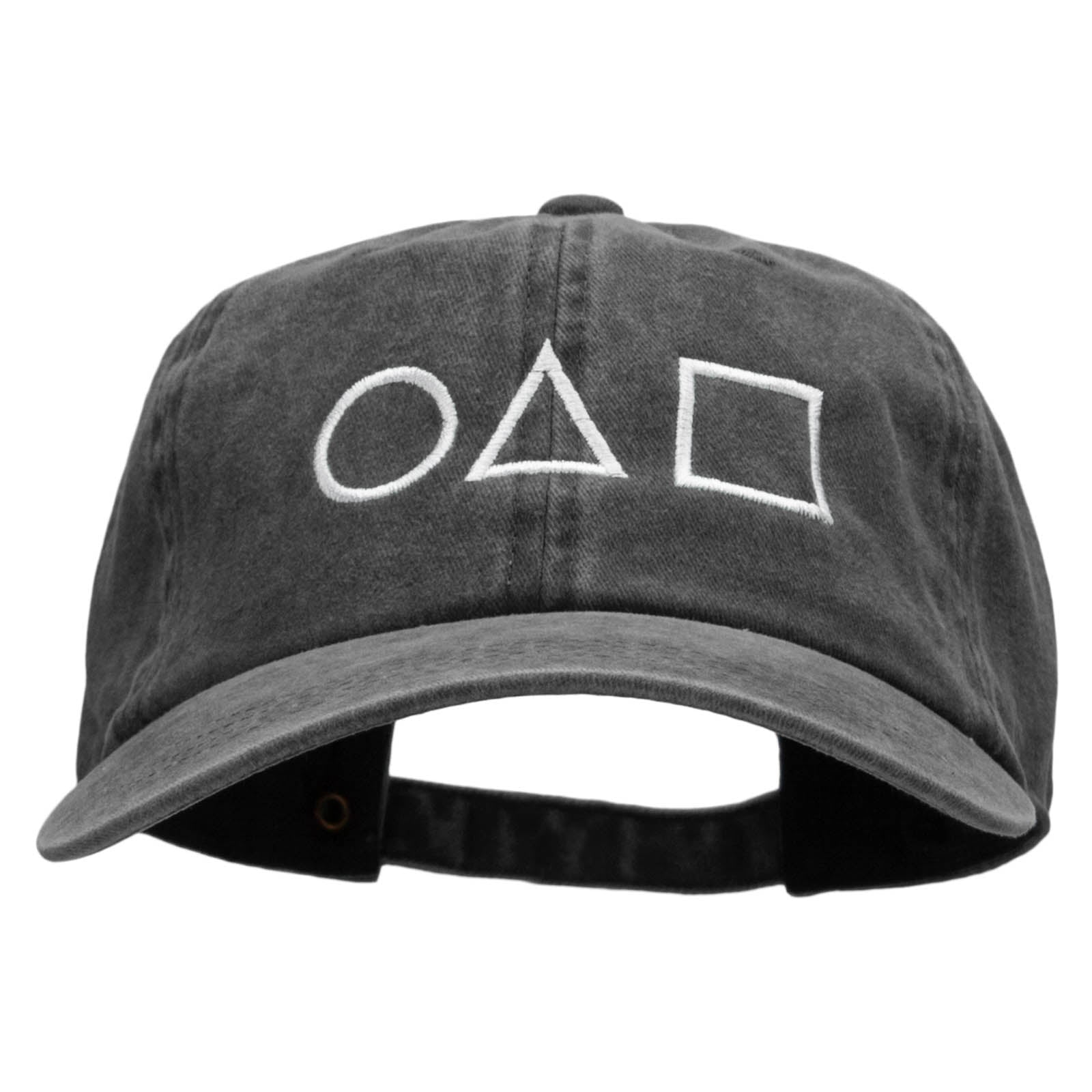 Circle Triangle Square Embroidered Unstructured Cotton Cap - Black OSFM ...