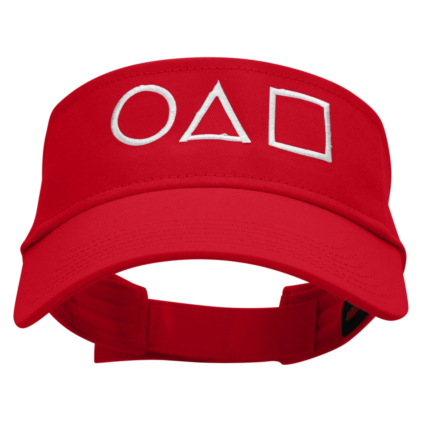 Circle Triangle Square Mascot Embroidered Cotton Twill Sun Visor - Red ...