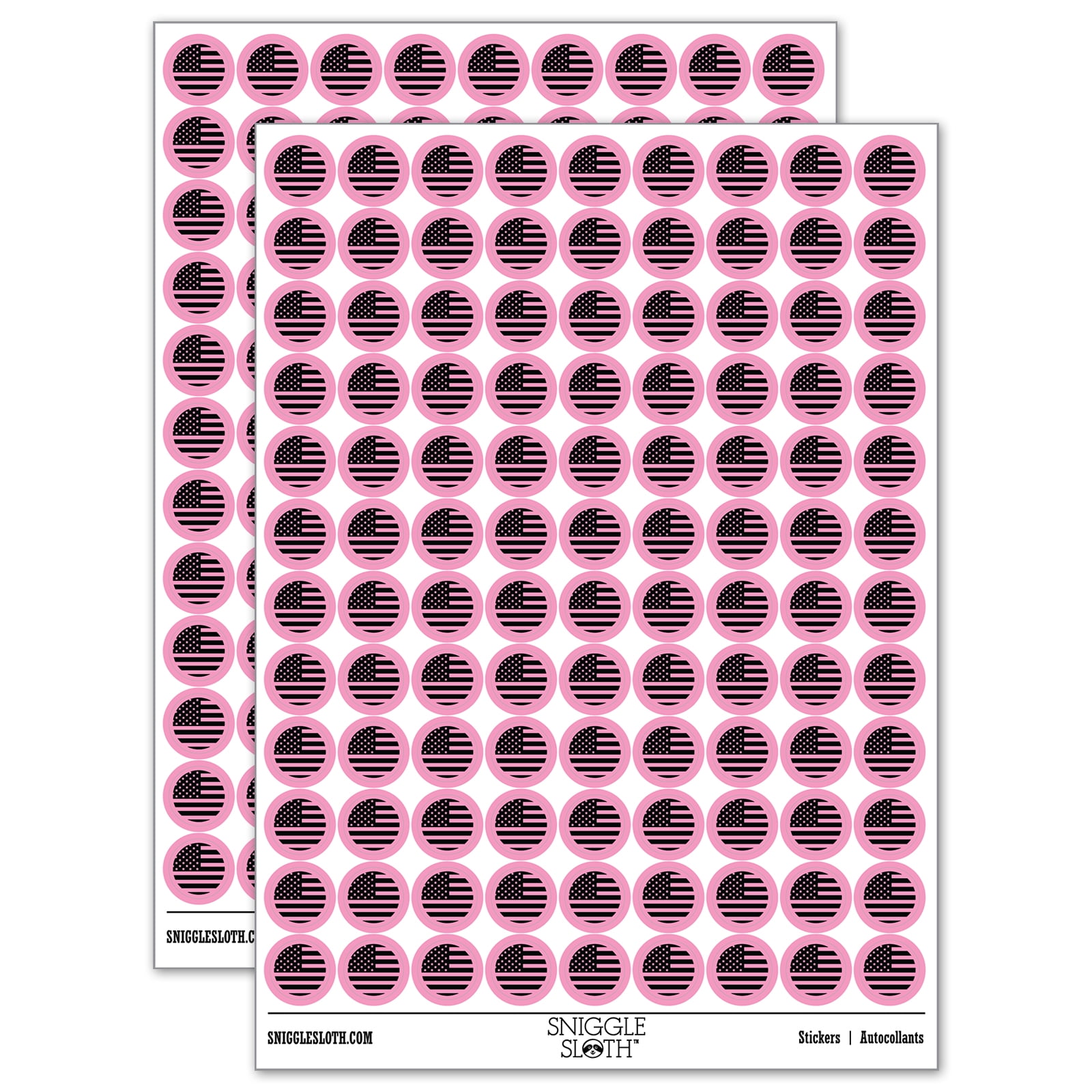 Circle USA Flag United States of America 200+ Round Stickers - Light ...