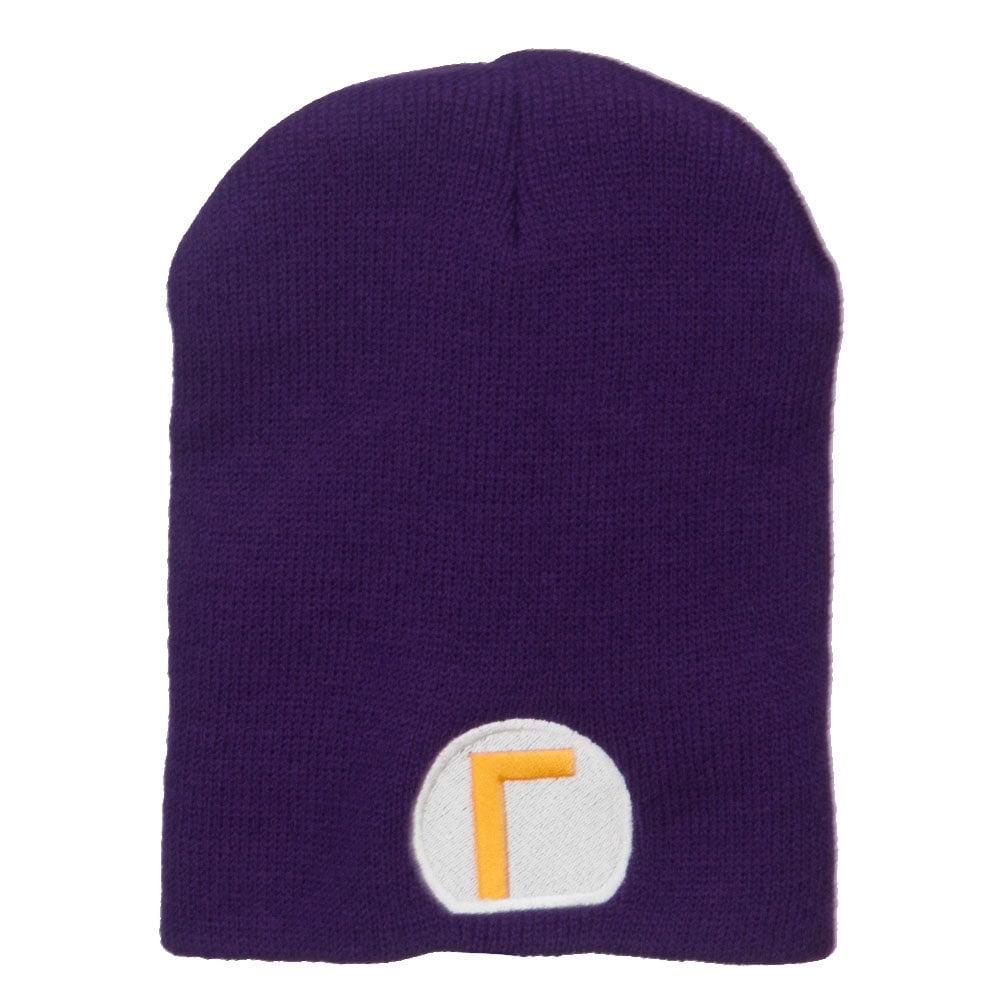 Circle Waluigi Embroidered Short Beanie - Purple OSFM - Walmart.com