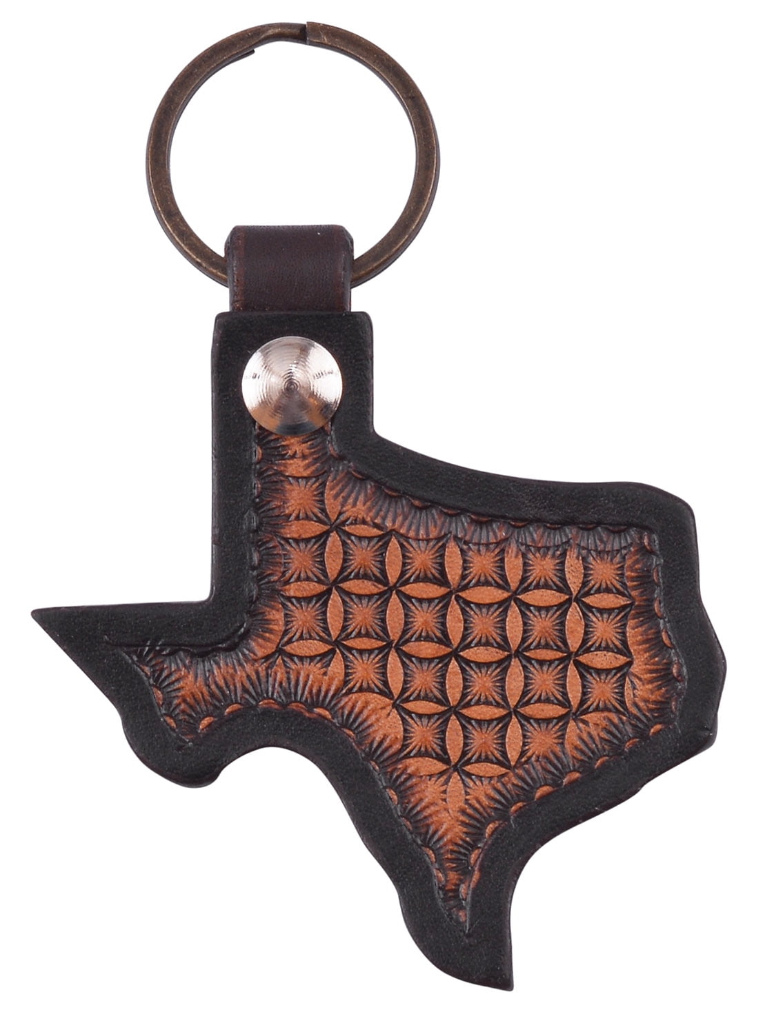 Circle Y Western Leather Geo Tooling Texas Keychain - Walmart.com