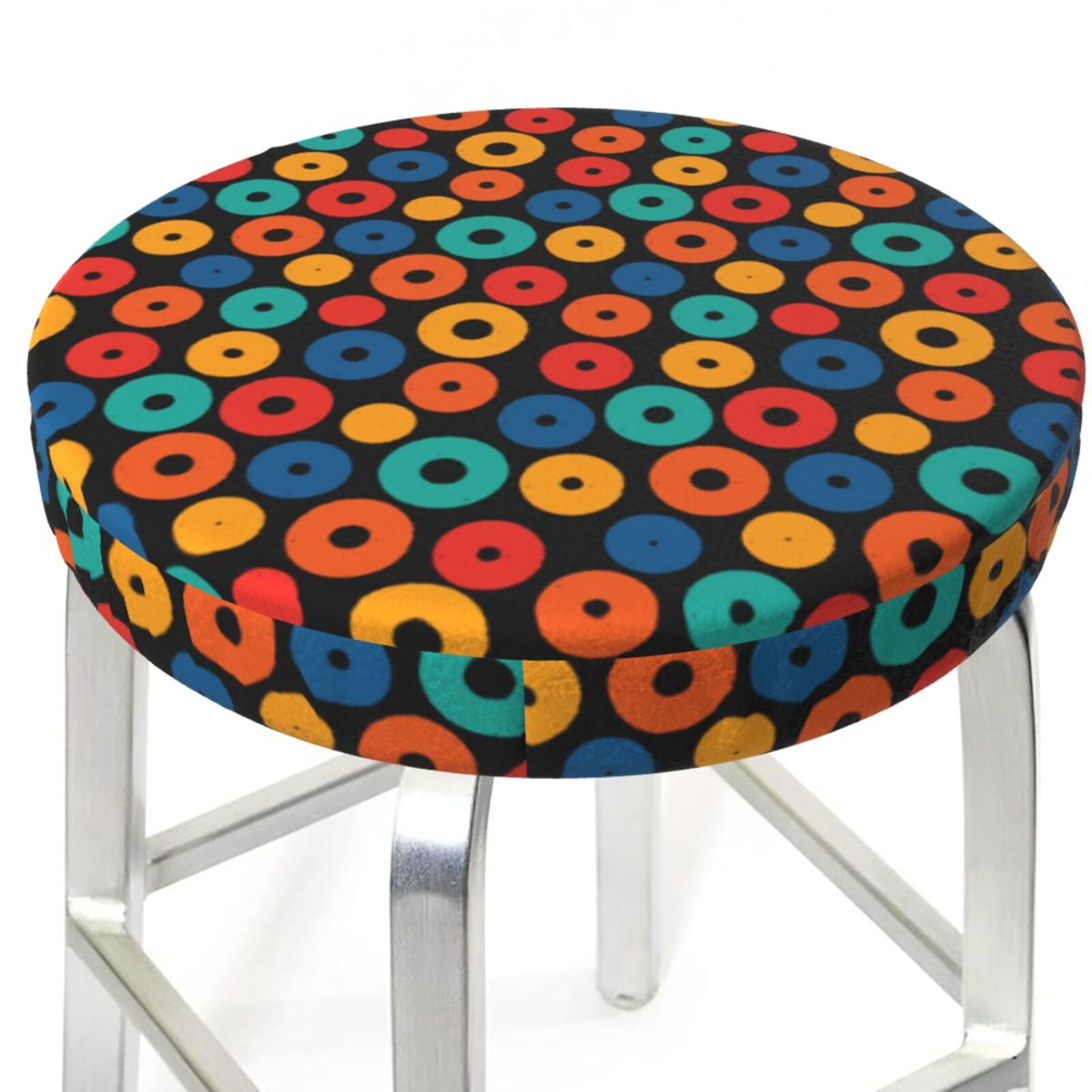 Circle colorful dot pattern Round Bar Stool Seat Covers, Elastic Round ...