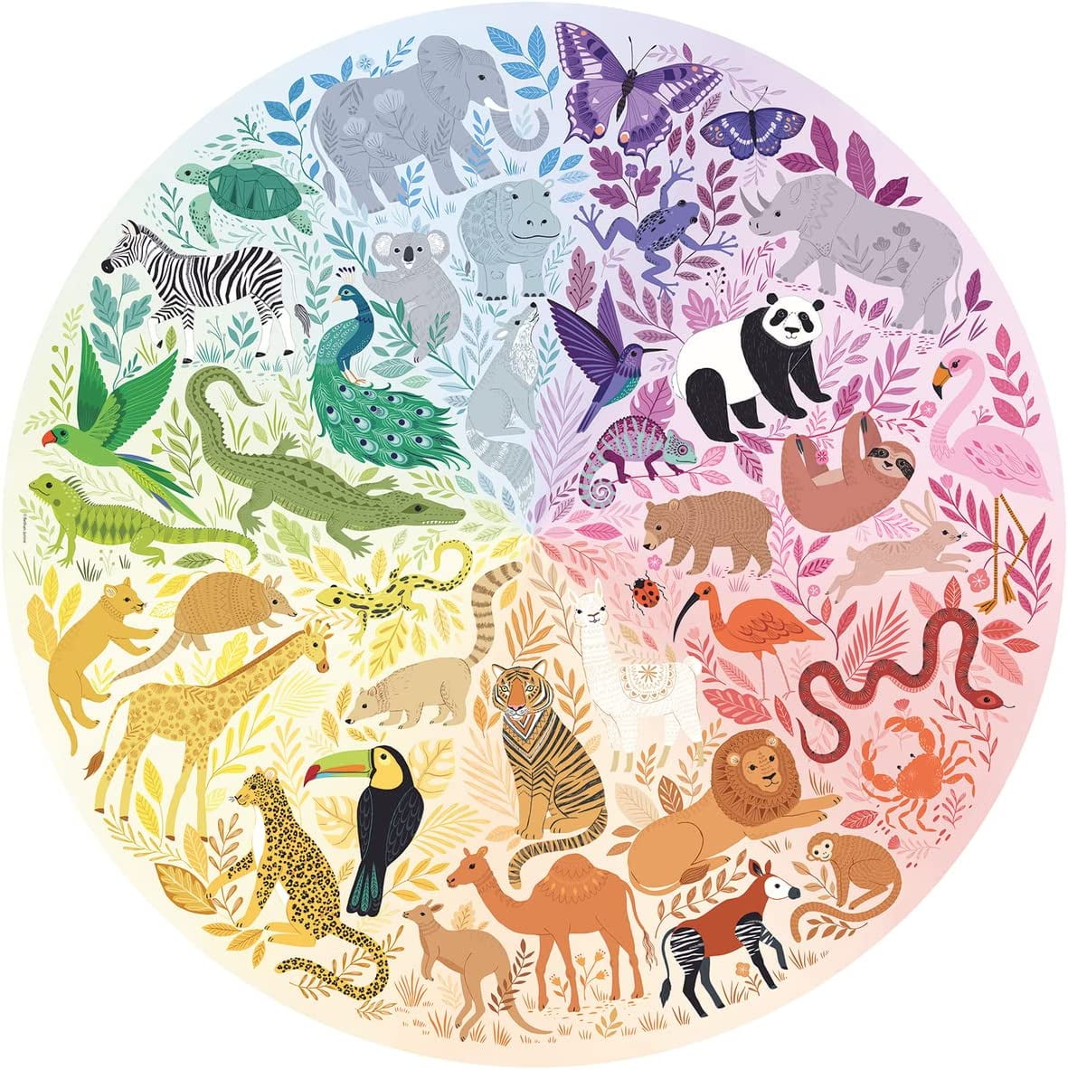 Circle of Colors: Animals 500 Piece Round Jigsaw Puzzle for Adults 19 ...