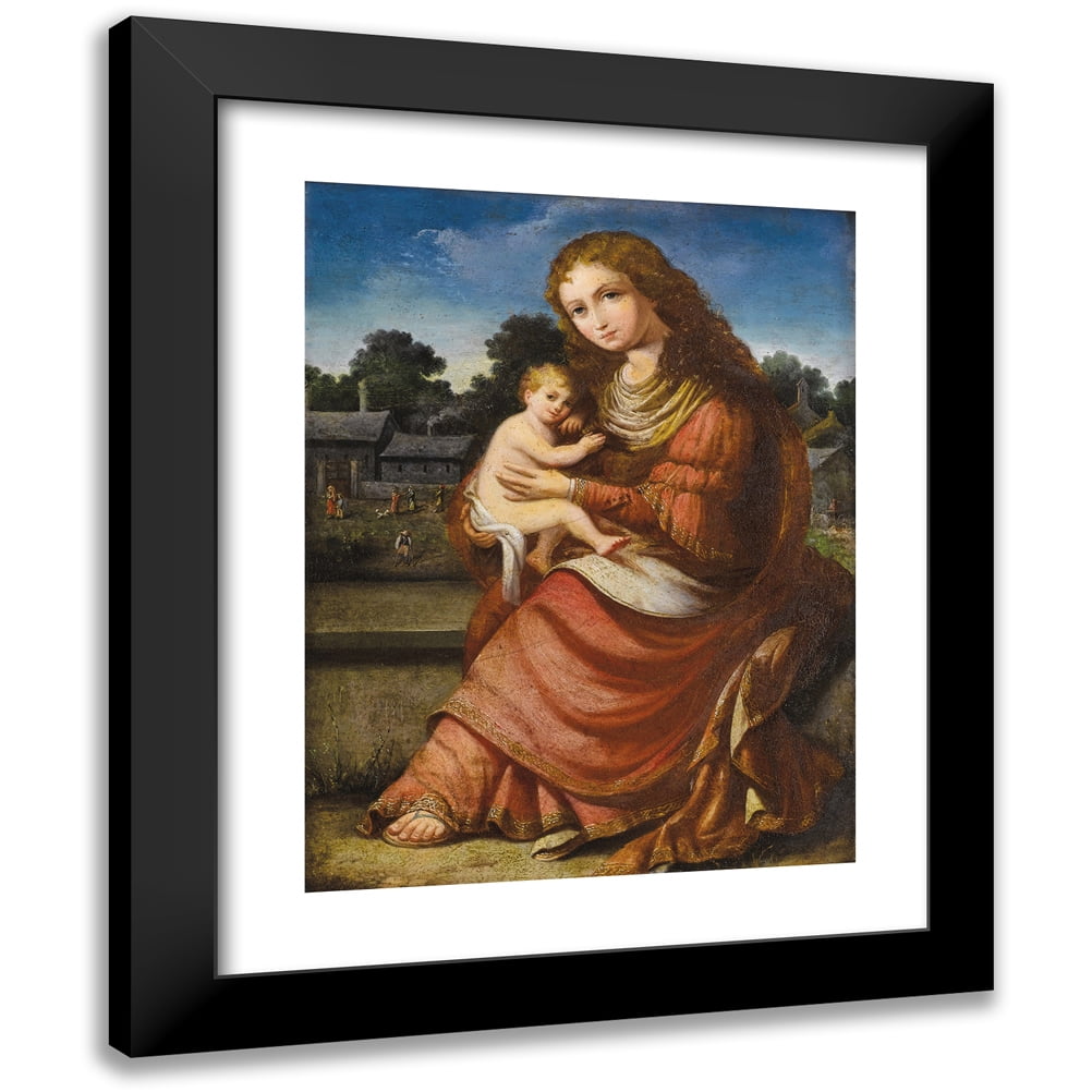 Circle of Domenichino 19x24 Black Modern Framed Museum Art Print Titled - Madonna and Child ...