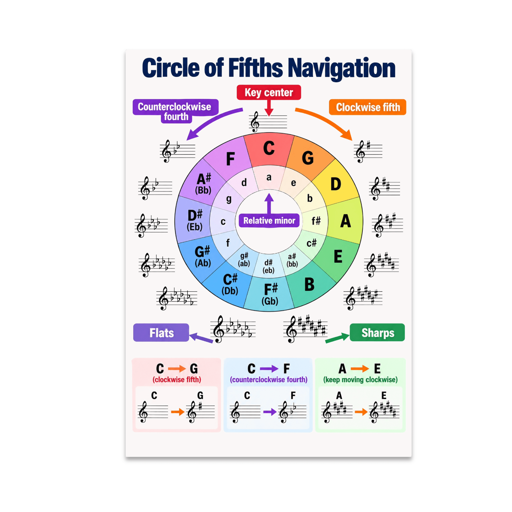 Circle of Fifths Navigation Guide - Music Classroom Decor - 13x19 ...