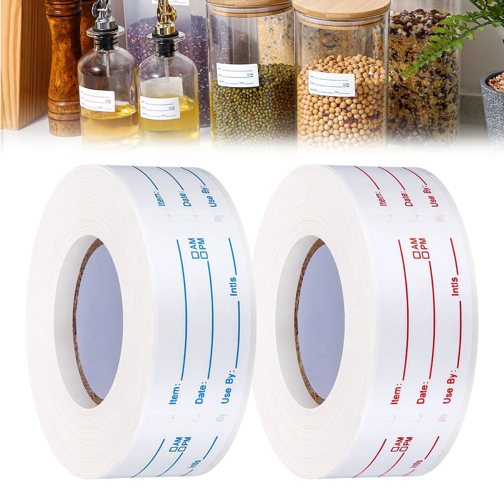 Circles 2 Rolls 1000 Pcs Removable Food Stickers, 1 x 2 Inch Food ...