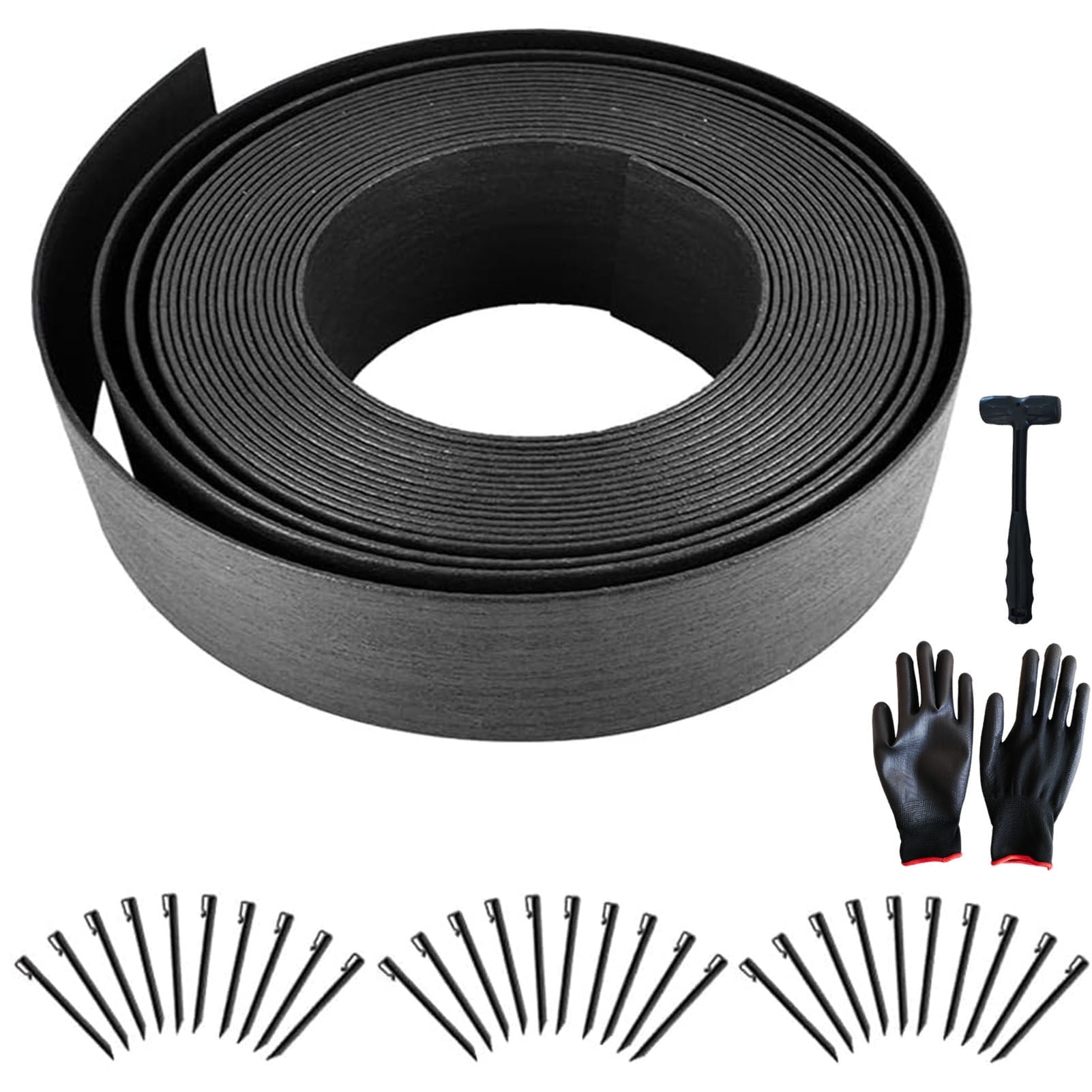 Circles Black Plastic Garden Landscape Edging, 5.5” Tall Border Coil ...