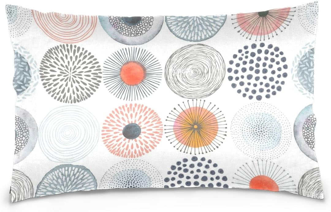 Circles Colorful Texture Velvet Oblong Lumbar Plush Throw Pillow Cover ...