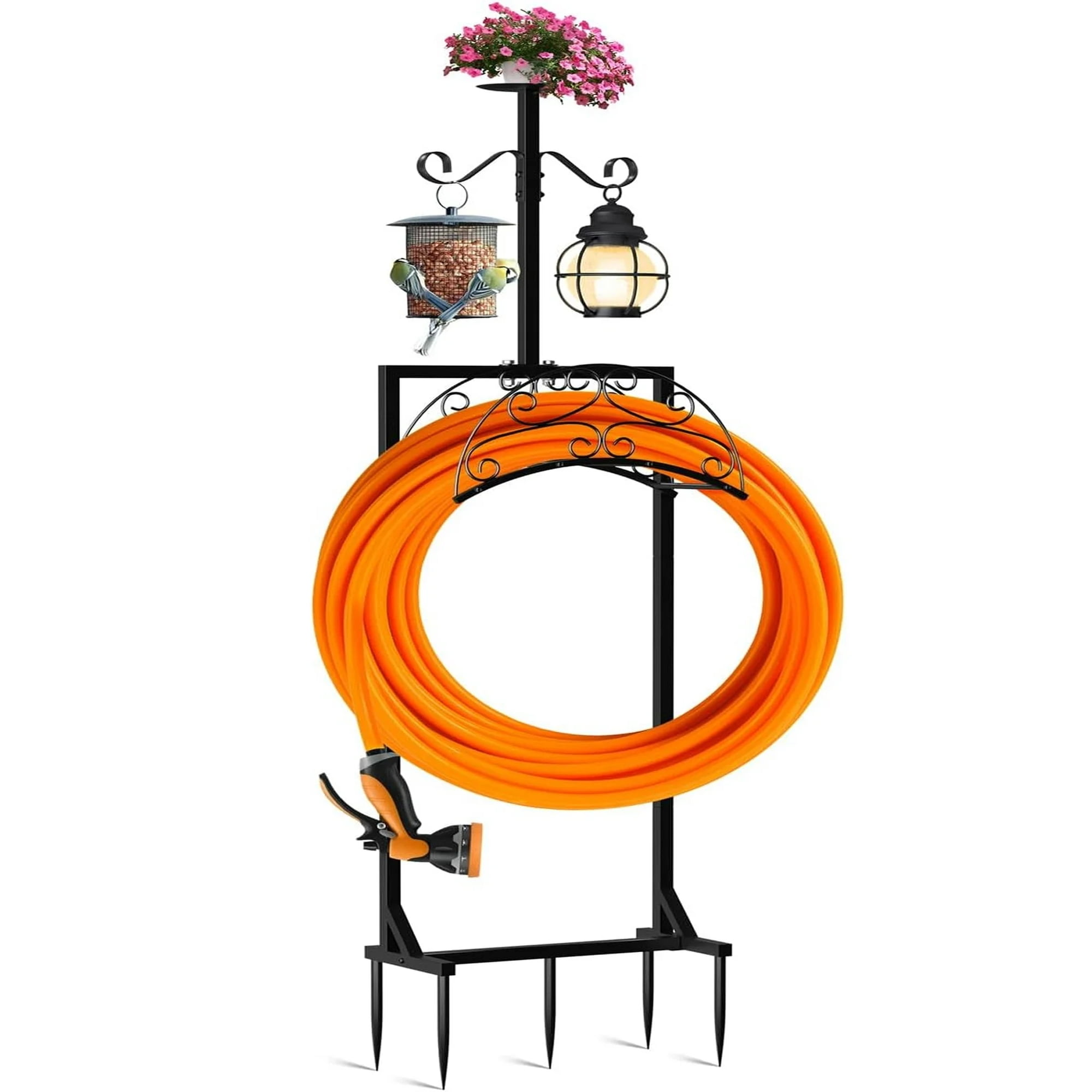 Circle S Garden Hose Stand Heavy Duty Free-Standing Hose Holder with 5 ...