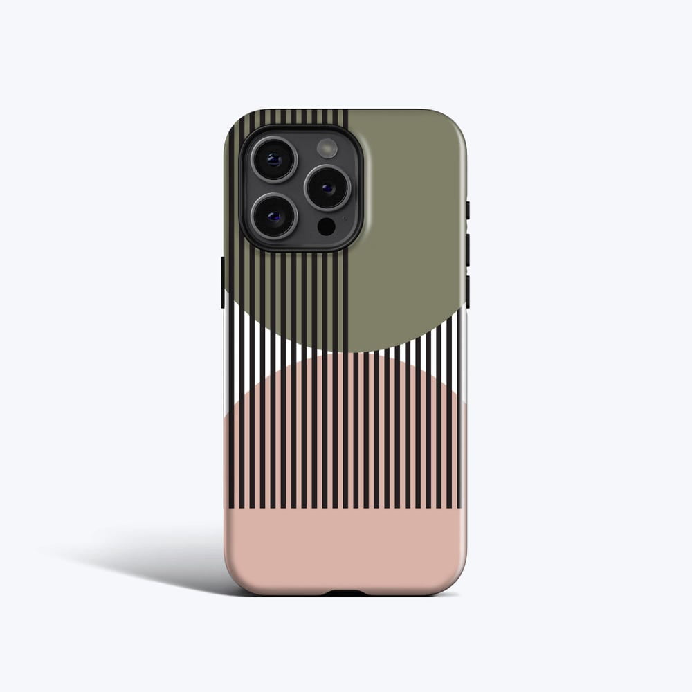 Circles Geometric Blush Moss Abstract Art iPhone Case 17 16 15 14 13 12 ...