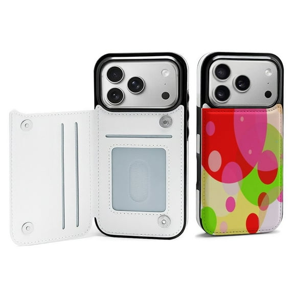 Circles in Vibrant Colors Leather Wallet Case for iPhone 14 Wallet Case ...