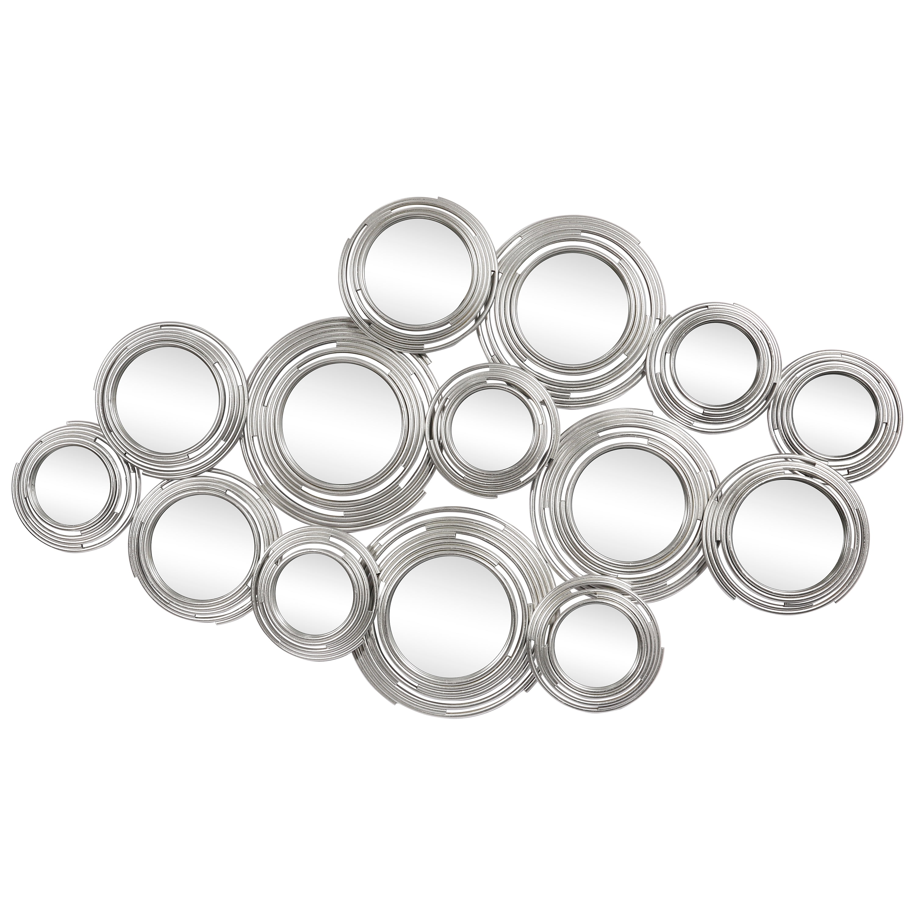 "Circles of Reflection"Circle Array Mirrors in Metal Foiled Frame, Set ...