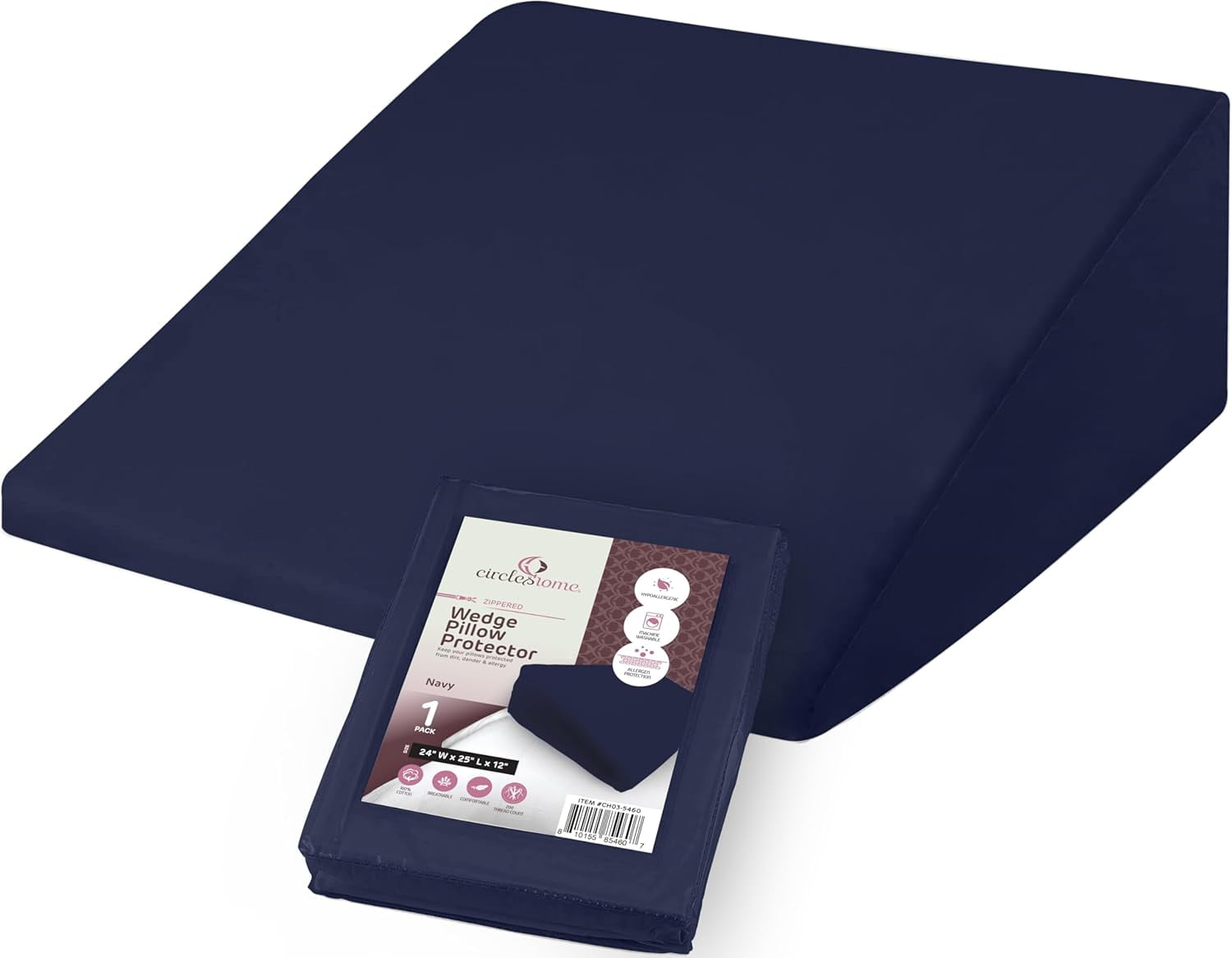 CirclesHome Wedge Pillow Cover 100% Cotton, Zippered Wedge Pillow Case ...