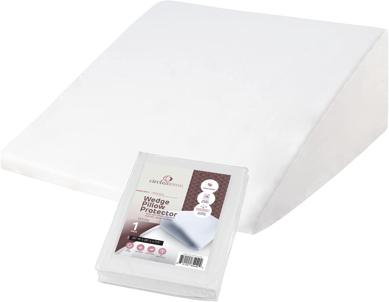 CIRCLESHOME, Wedge Pillow Cover, 25x26x7.5, 100% Cotton, Zippered ...