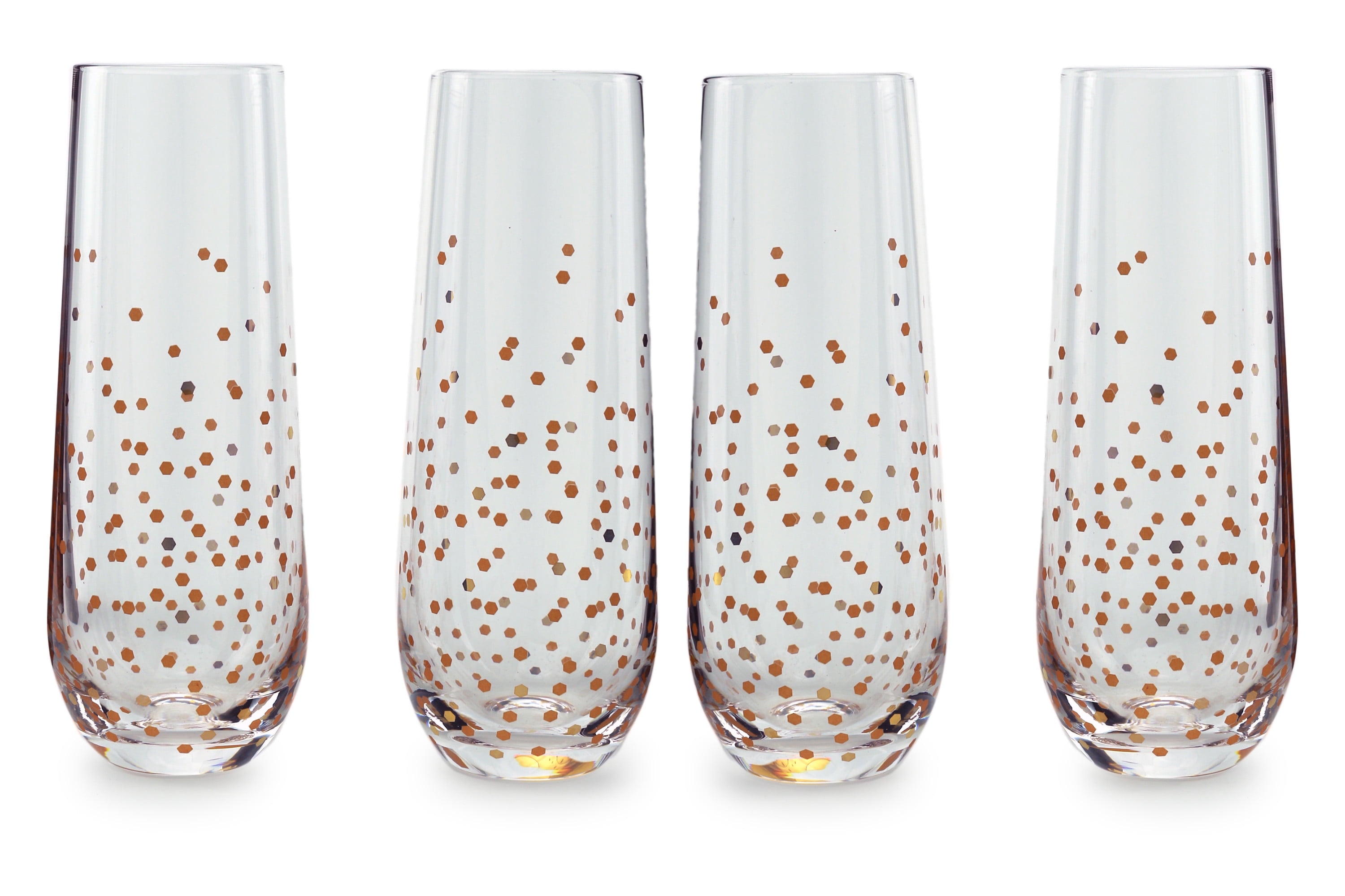 Circleware Drinkware Stemless Flute with Gold Confetti Decal, Party ...