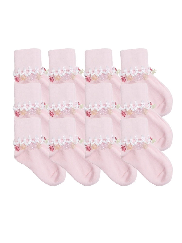 Circo Girls Turn-Cuff Socks with Jeweled Charms (12-Pairs) - Walmart.com