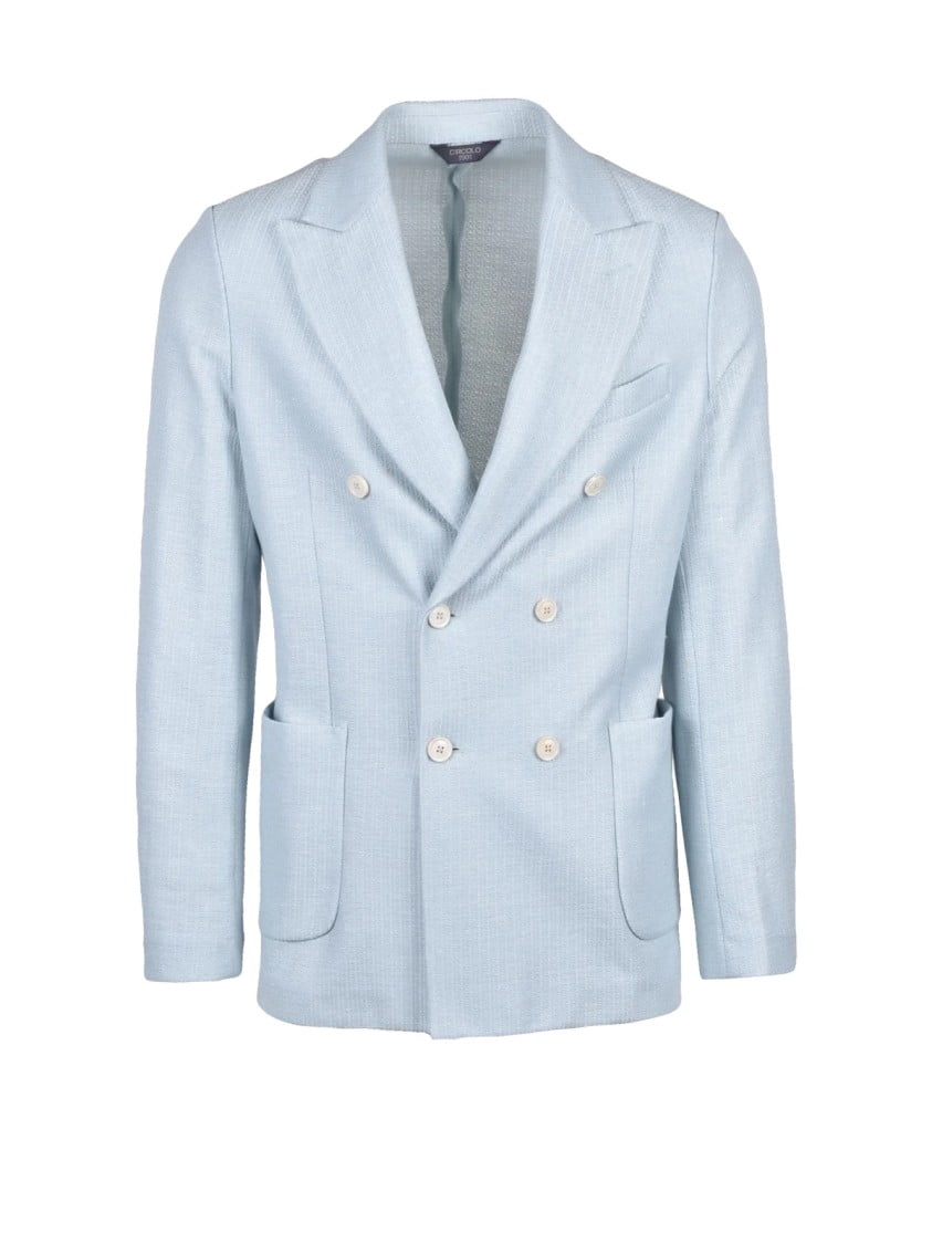 Circolo 1901 Light Blue Cotton Linen Double-Breasted Jacket (Men's ...