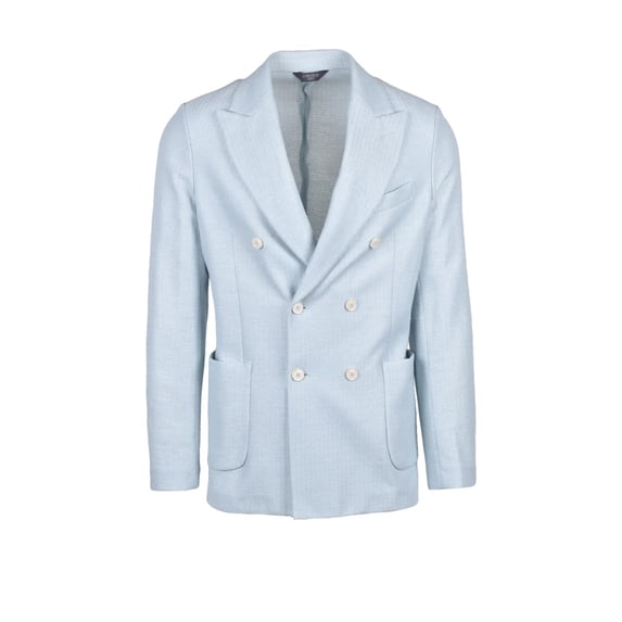 Circolo 1901 Light Blue Cotton Linen Double-Breasted Jacket (Men's ...