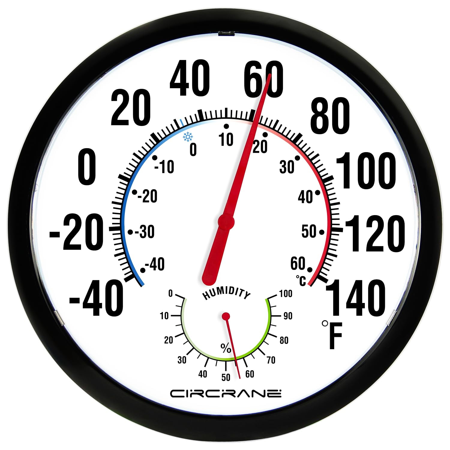 Circrane 13.25 Inch Round JKF25 Thermometer with Hygrometer, Large ...