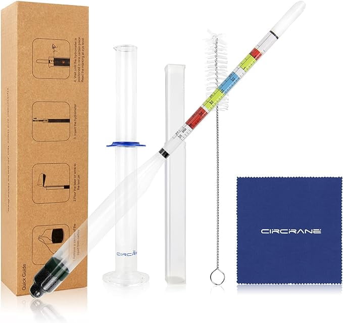 Circrane Hydrometer & Glass Test Jar Set, Triple Scale Alcohol ...