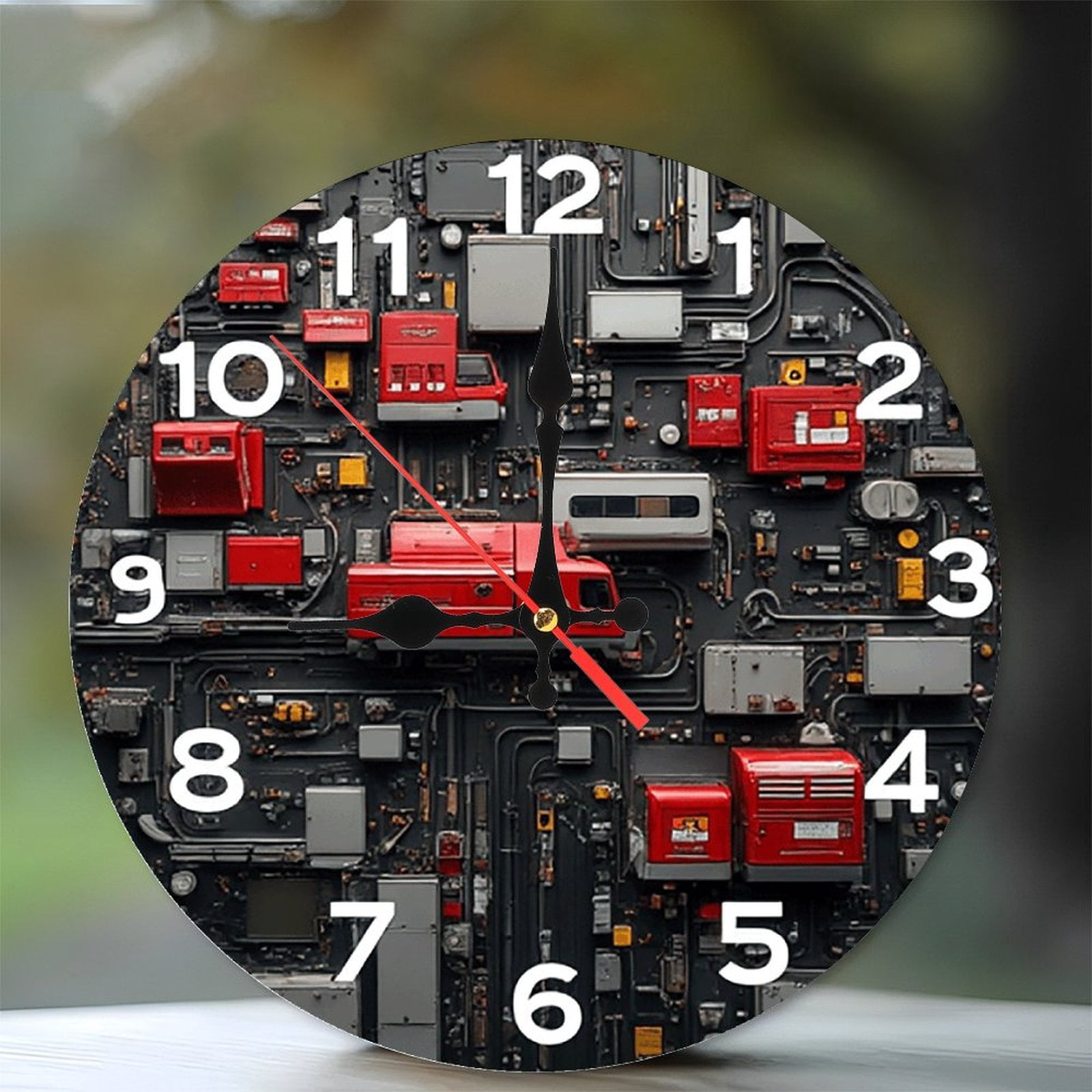 Circuit Board Clock Unique Design Wall Clock 10-Inch Silent Wooden Wall ...