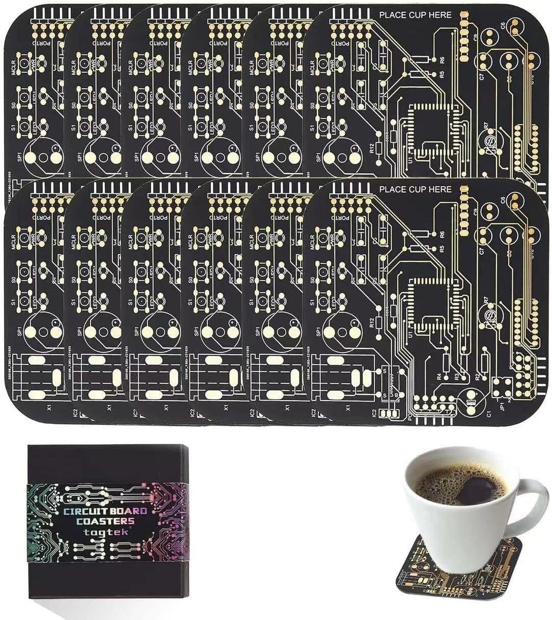 Circuit Board Coasters for Coffee Table Gamer Bar Office Desk for ...