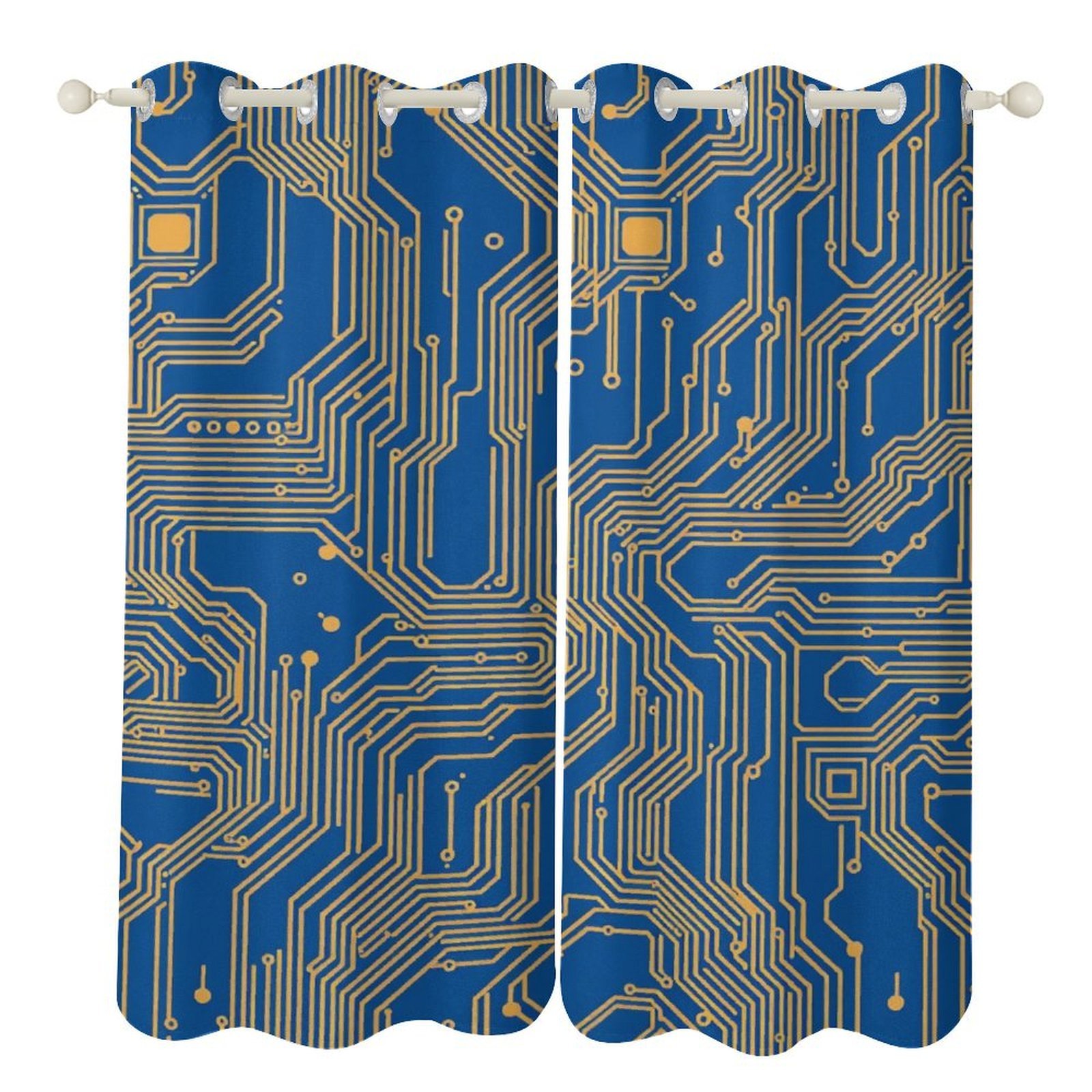 Circuit Board Design Blackout Window Curtains for Bedroom Living Room ...