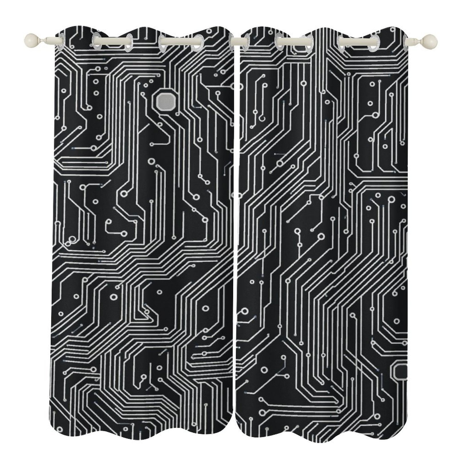 Circuit Board Design Blackout Window Curtains for Bedroom Living Room ...