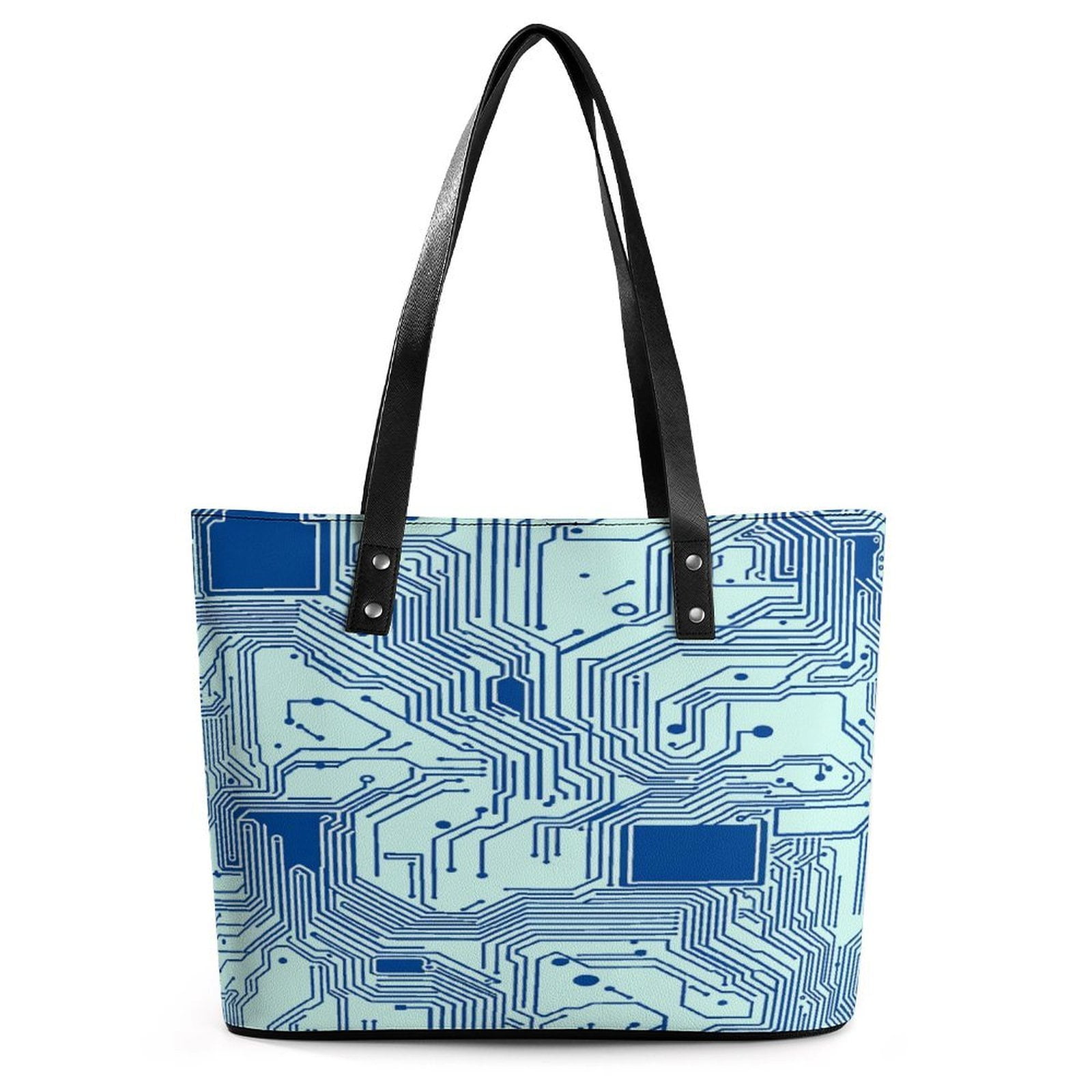 Circuit Board Design Handbags PU Leather Shoulder Bag Tote Bag Top ...