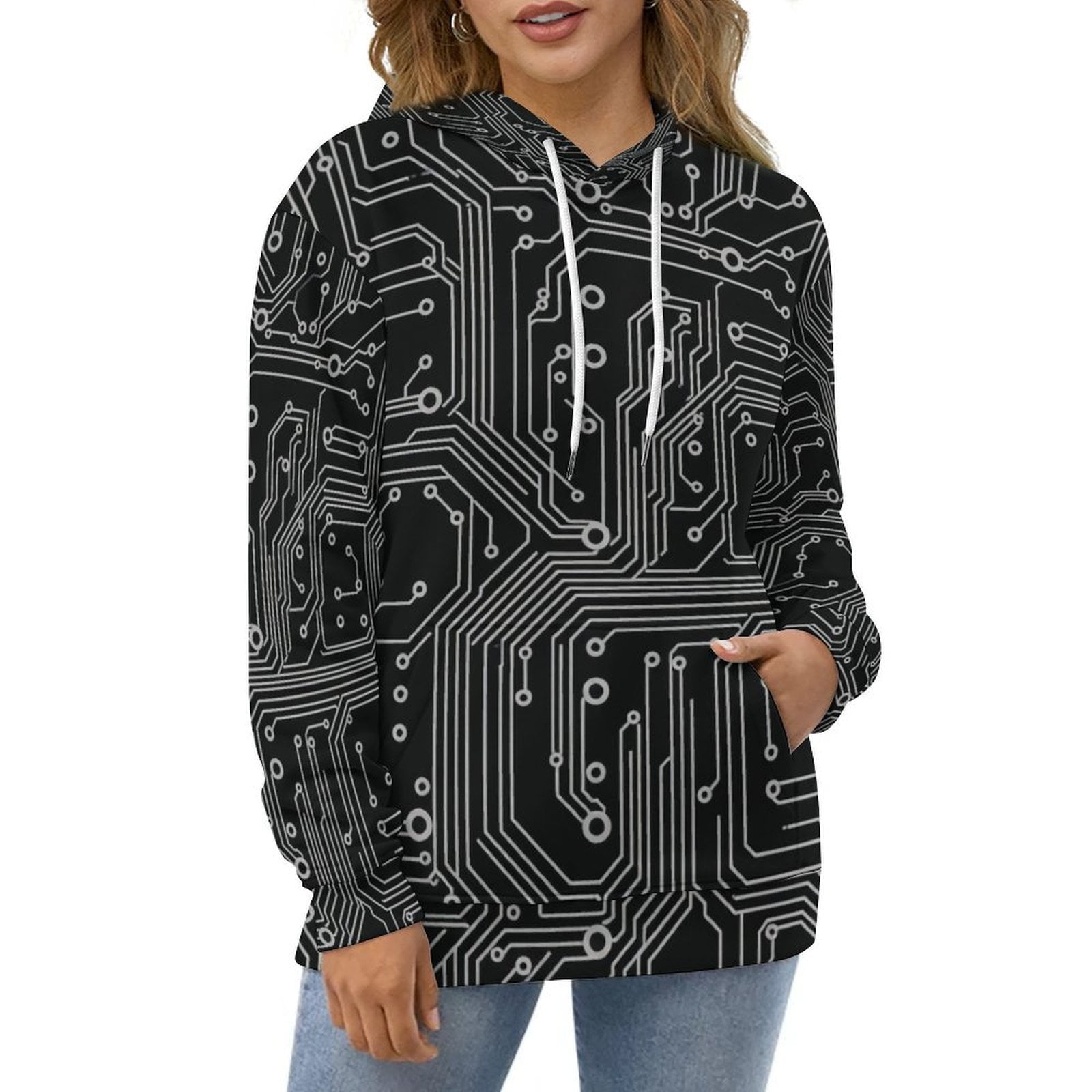 Circuit Board Design Hoodies Long Sleeve Casual Hoodie Winter Classic ...