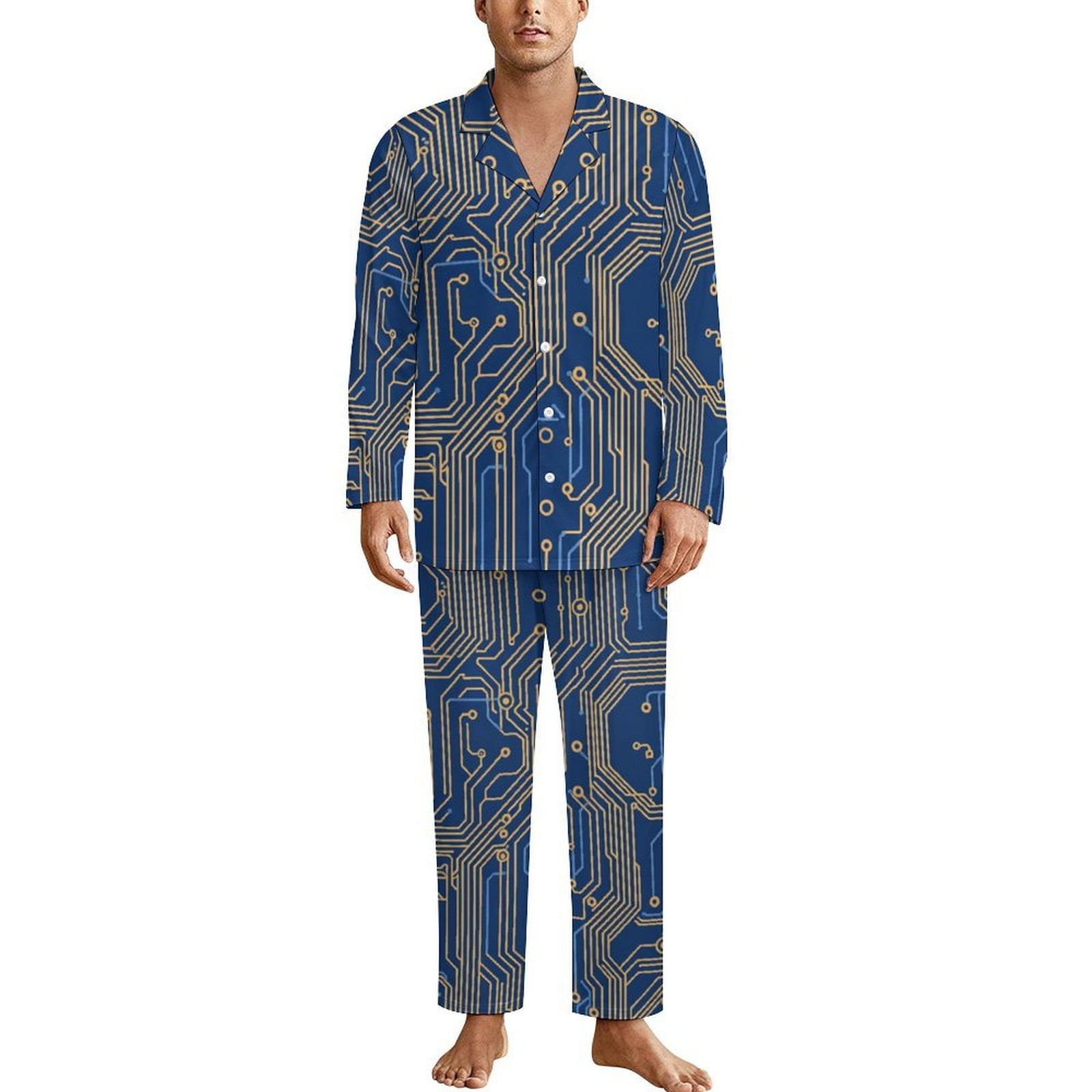 Circuit Board Design Pajama Set Autumn Soft Home Sleepwear Man 2 Piece ...