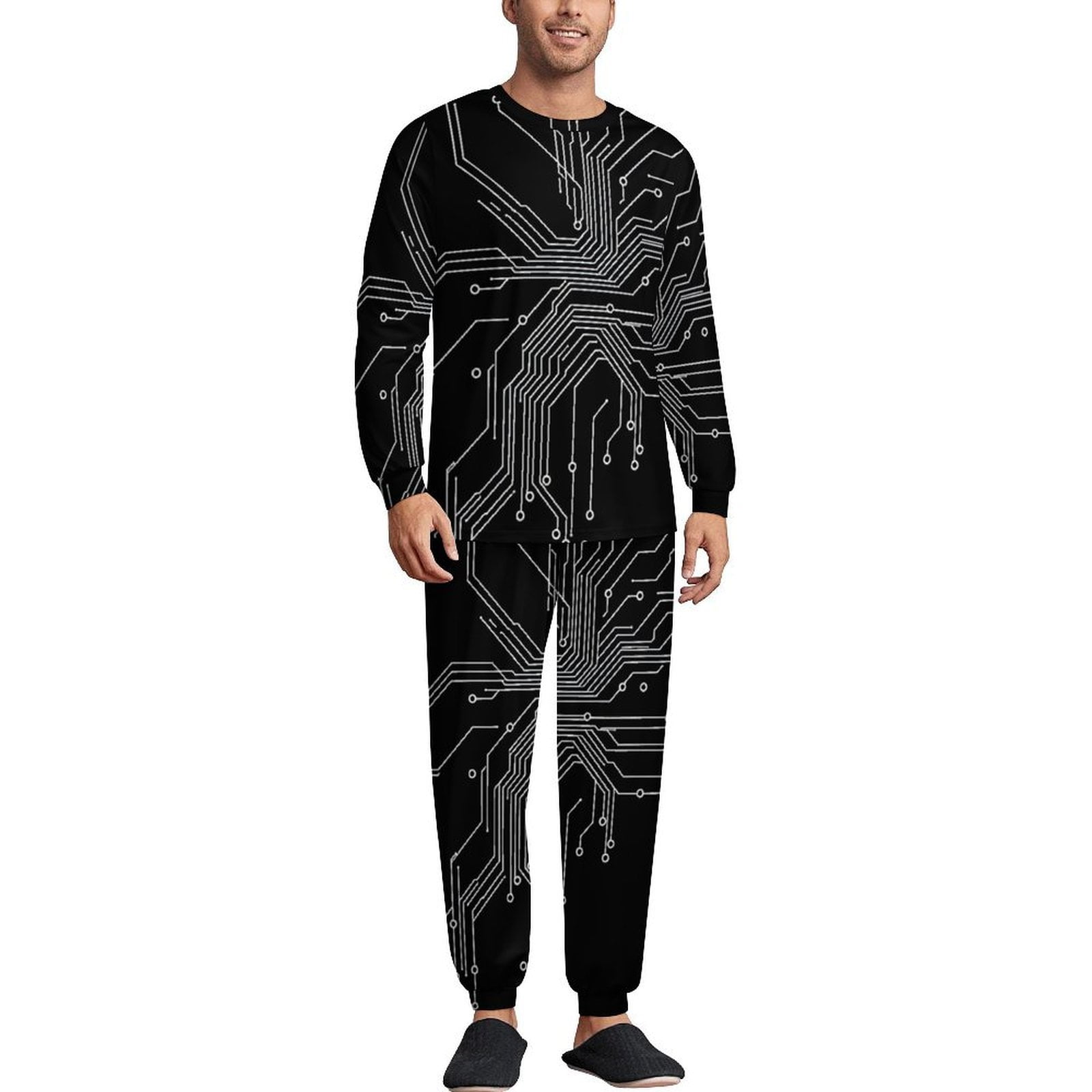 Circuit Board Design Pajamas Man Warm Sleepwear Autumn Long-Sleeve 2 ...