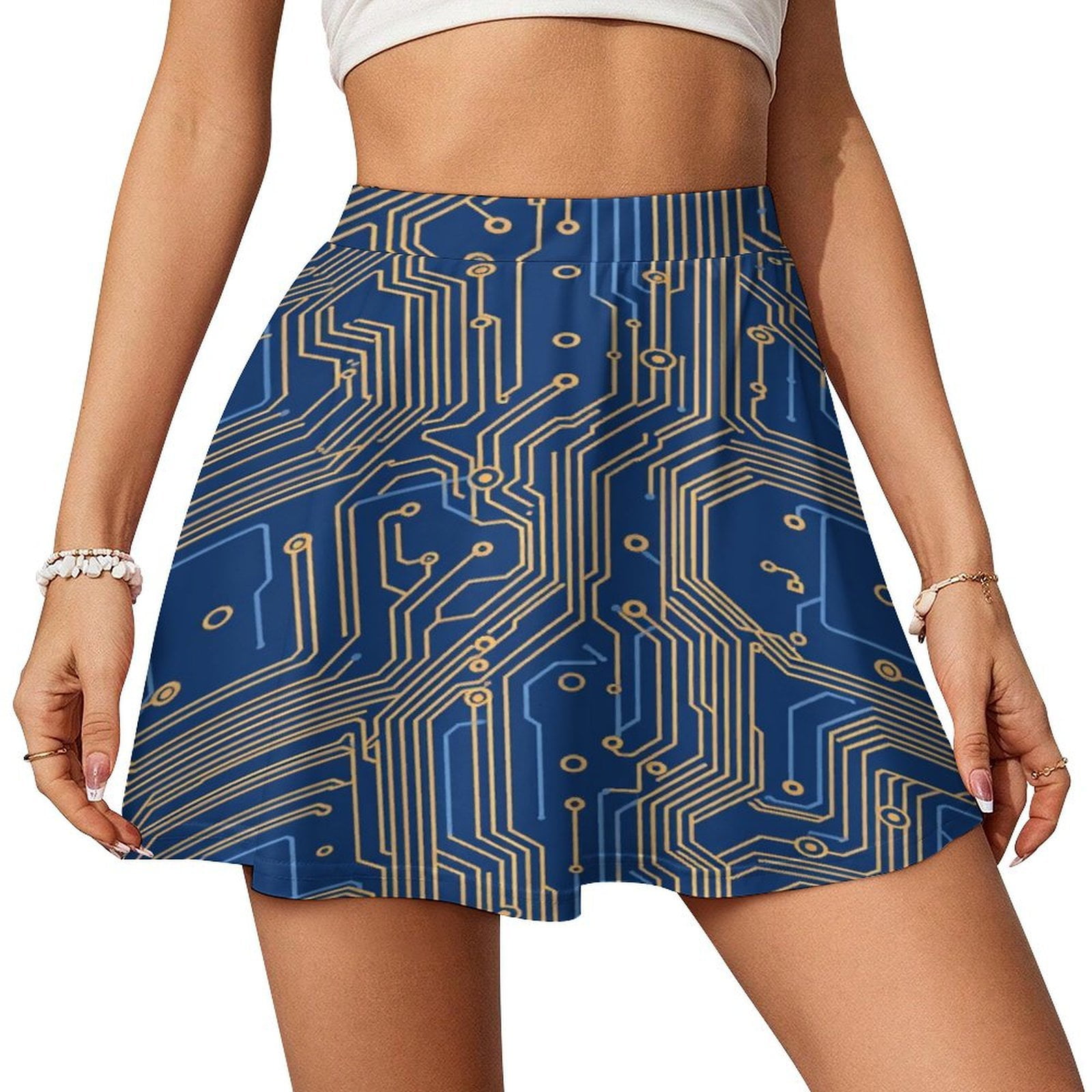 Circuit Board Design Skirt Women Cute Mini Skirts High Waist Design Casual Skirt Big Size ...
