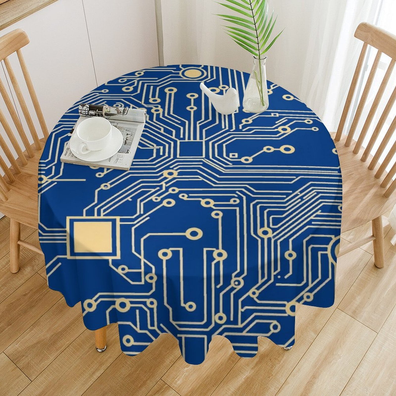 Circuit Board Design Table Cloth Round PVC Wedding Kitchen Dining Desk ...