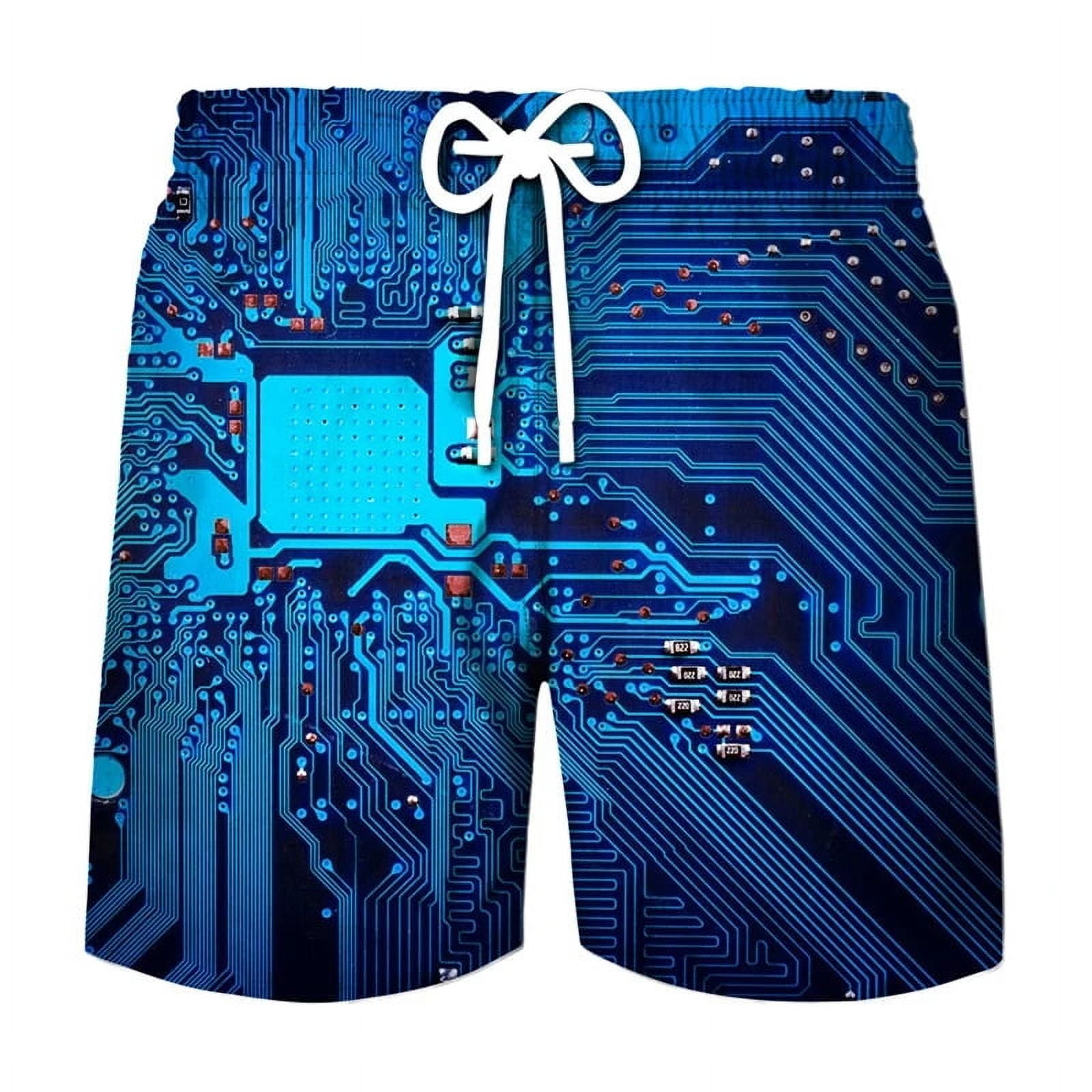 Circuit Board Graphic Short Pants For Men Hawaiian Beach Shorts 3D ...