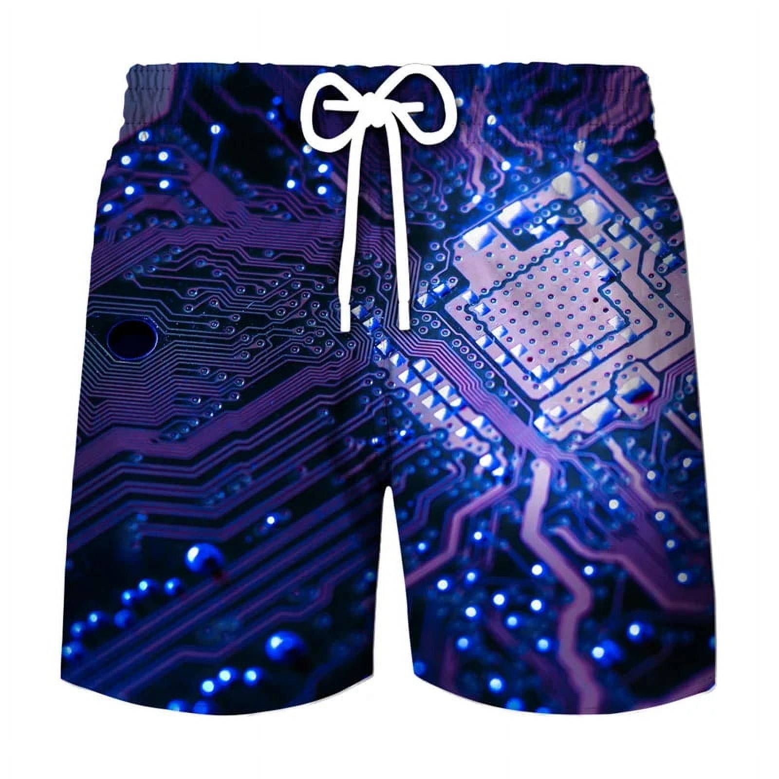 Circuit Board Graphic Short Pants For Men Hawaiian Beach Shorts 3D ...