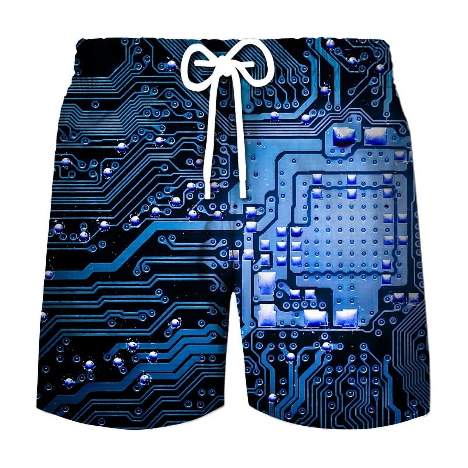 Circuit Board Graphic Short Pants For Men Hawaiian Beach Shorts 3D ...